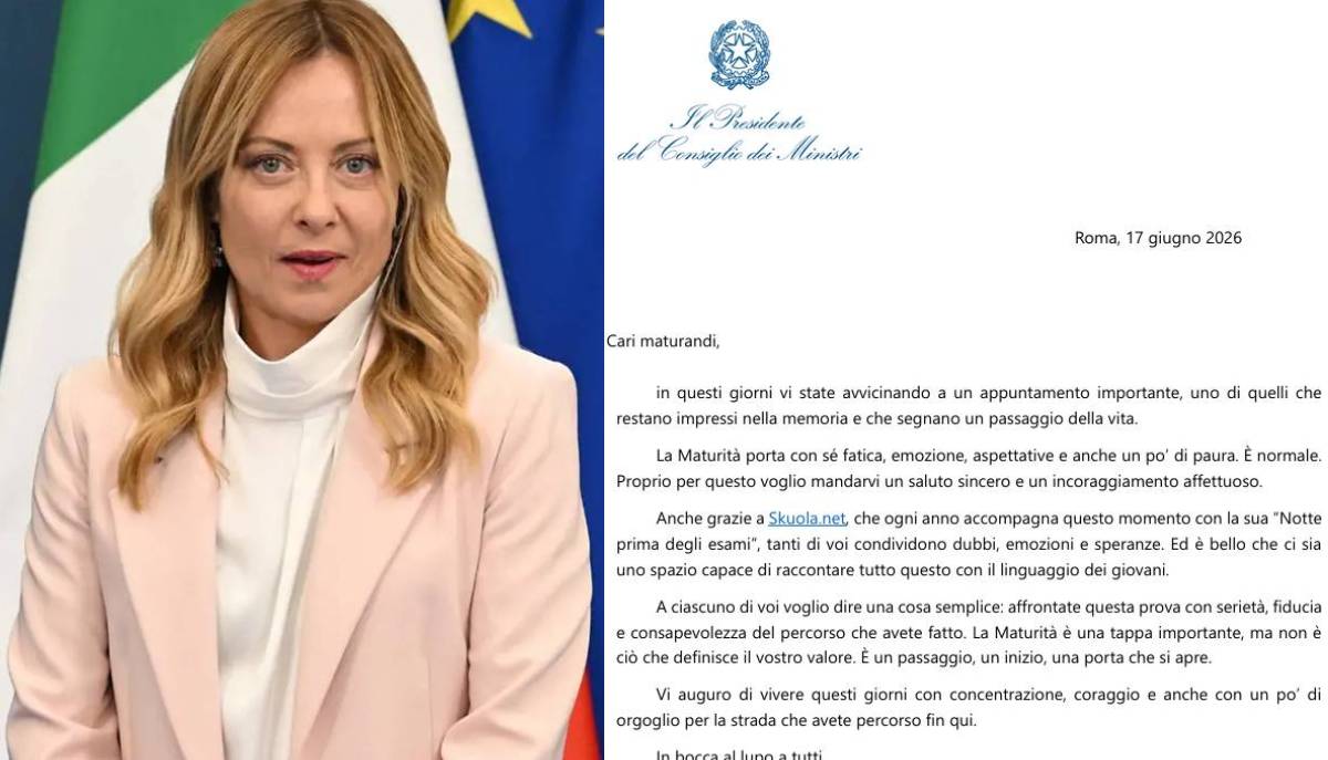 Maturità 2026, il messaggio di auguri di Giorgia Meloni