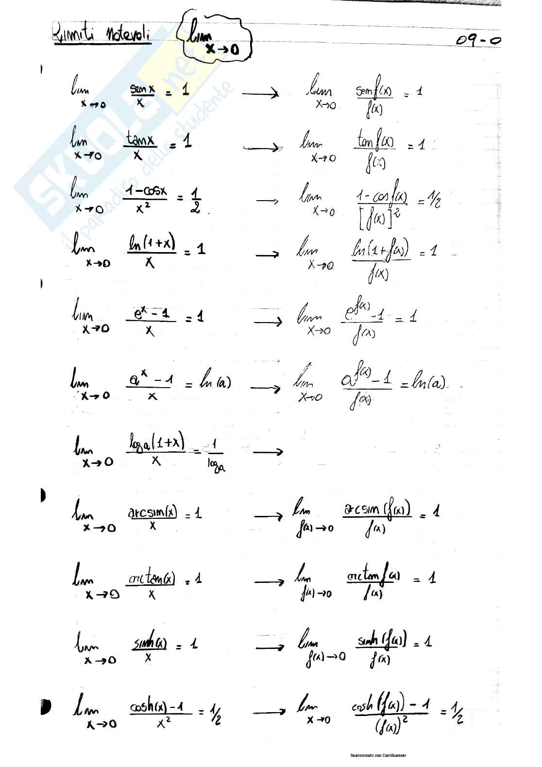 Limiti e Integrali notevoli