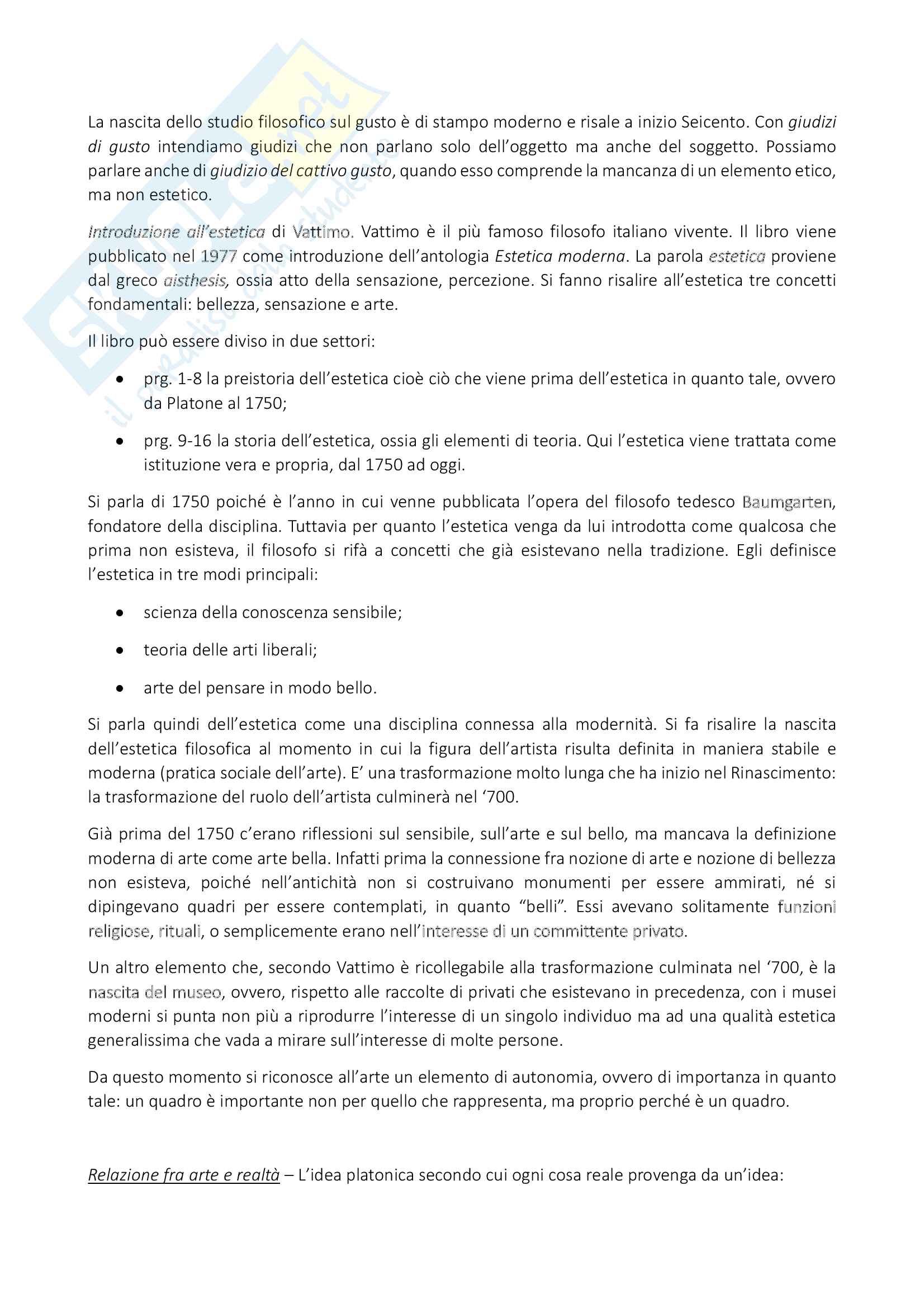 Riassunto esame estetica, prof. Siani. Libro consigliato Introduzione ...