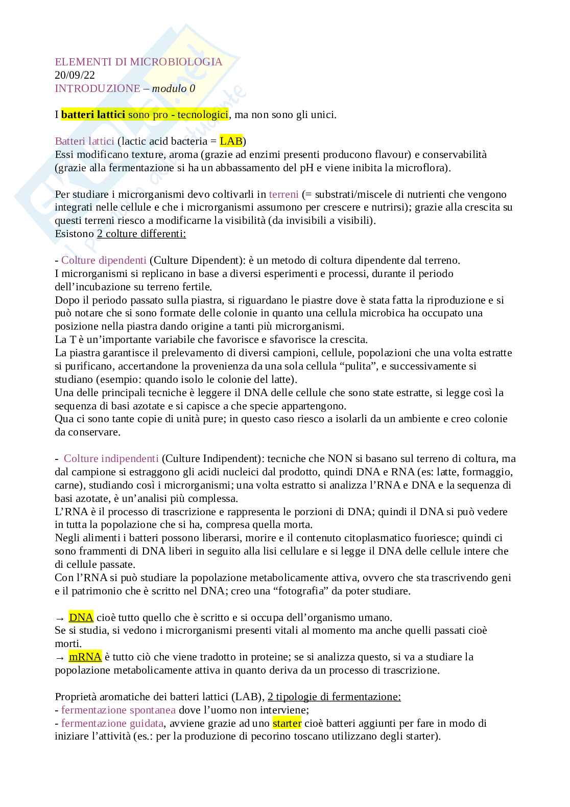 Elementi di microbiologia