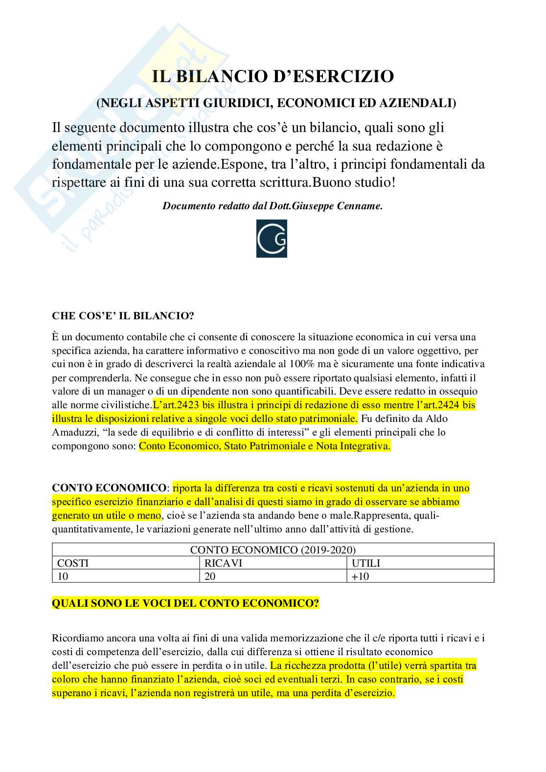 Bilancio d'esercizio