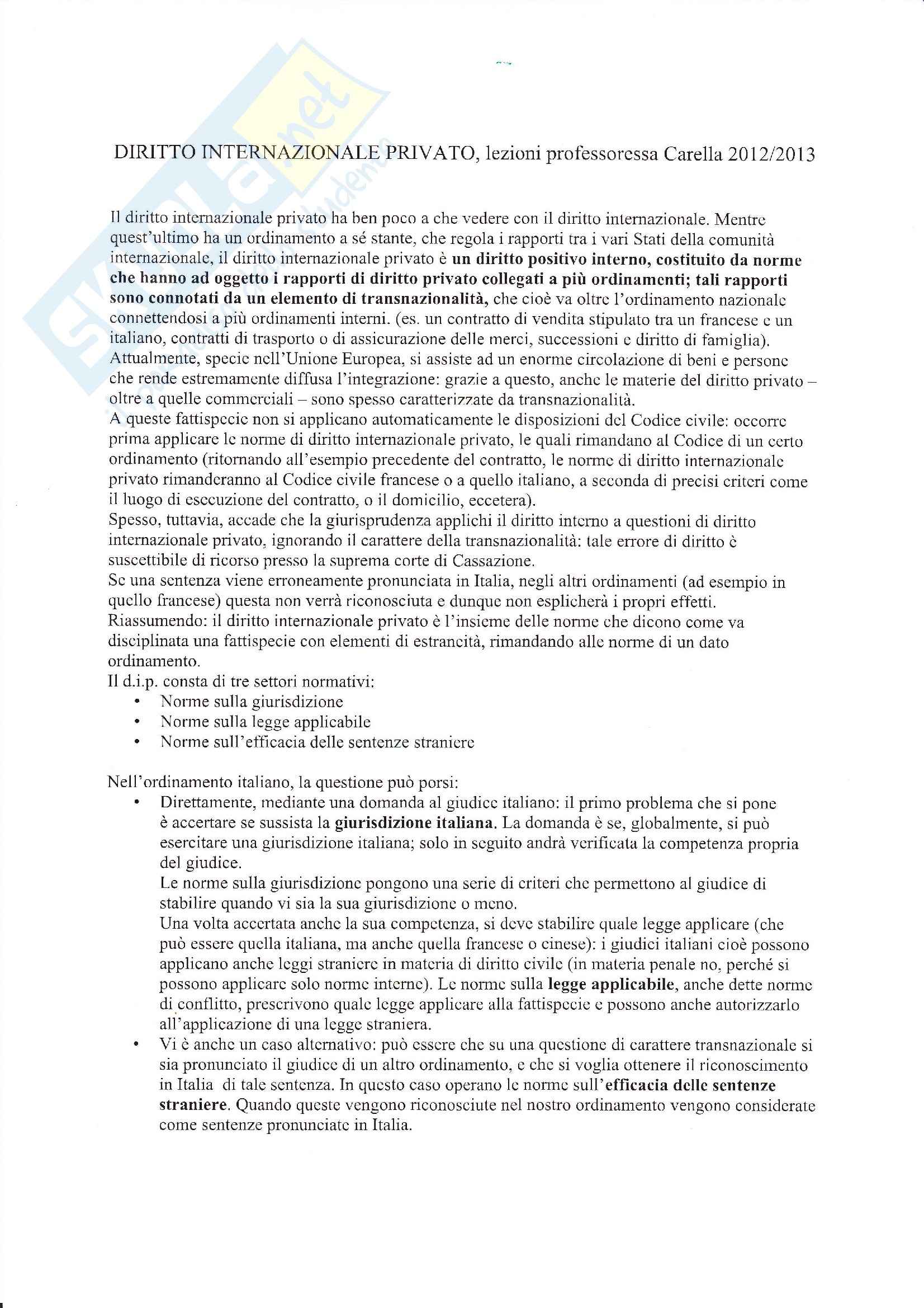 Diritto internazionale privato - Appunti