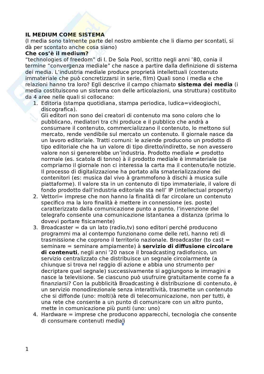 Appunti Storia dei media