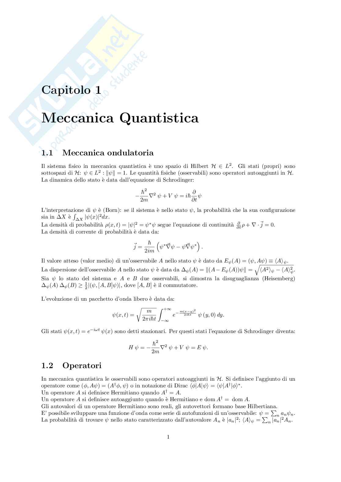 Meccanica Quantistica - Formulario