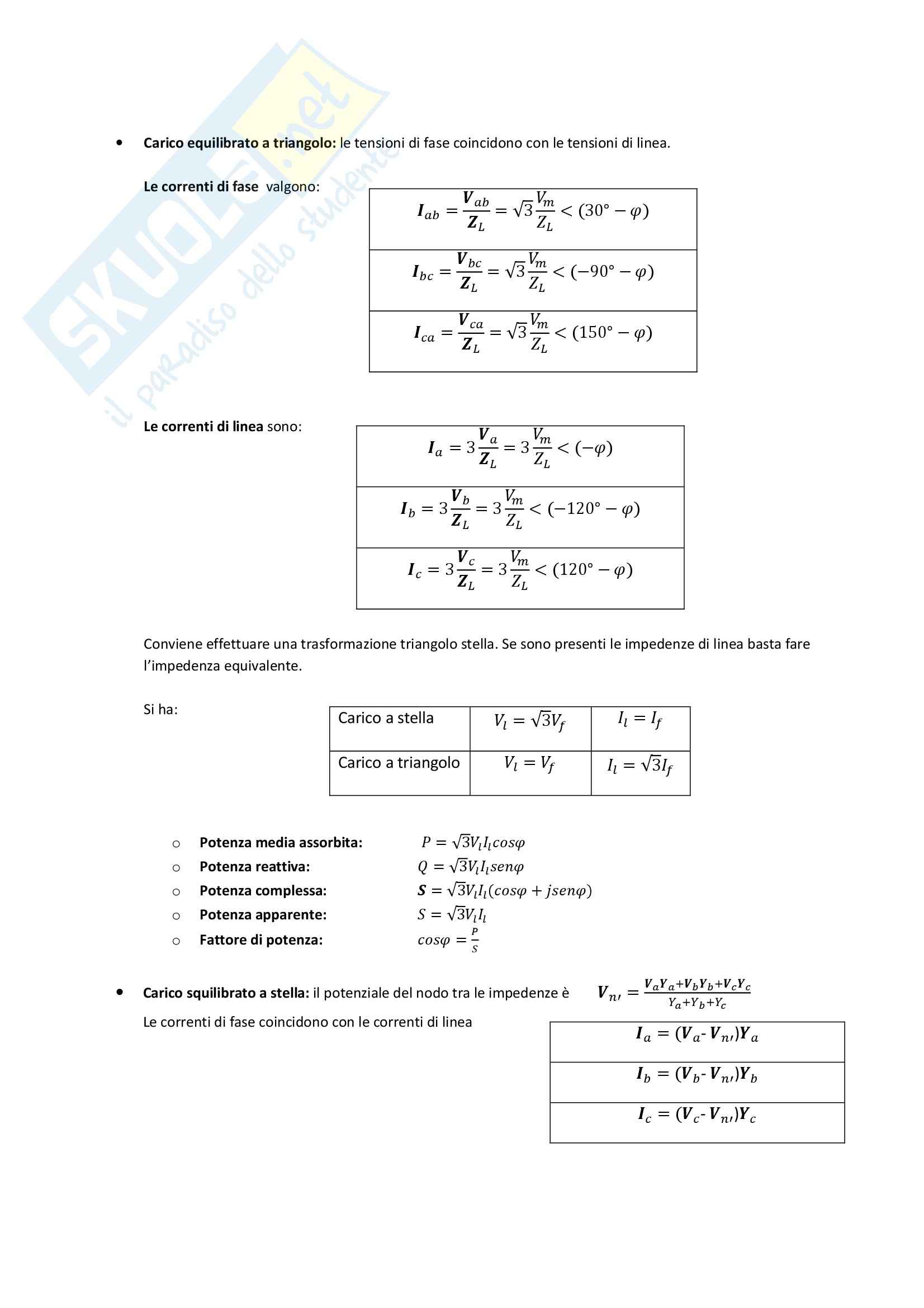 Elettrotecnica - formulario