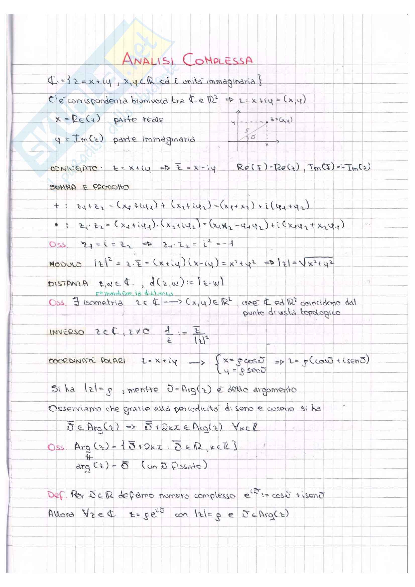 Analisi Complessa - Analisi Matematica 3 - Metodi Matematici