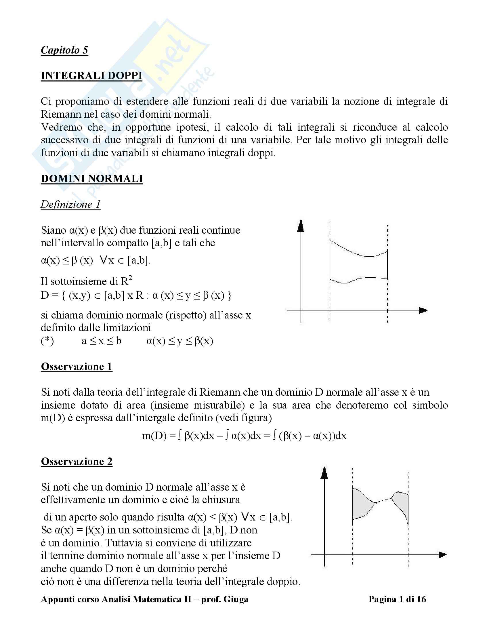 Analisi matematica II - i domini normali