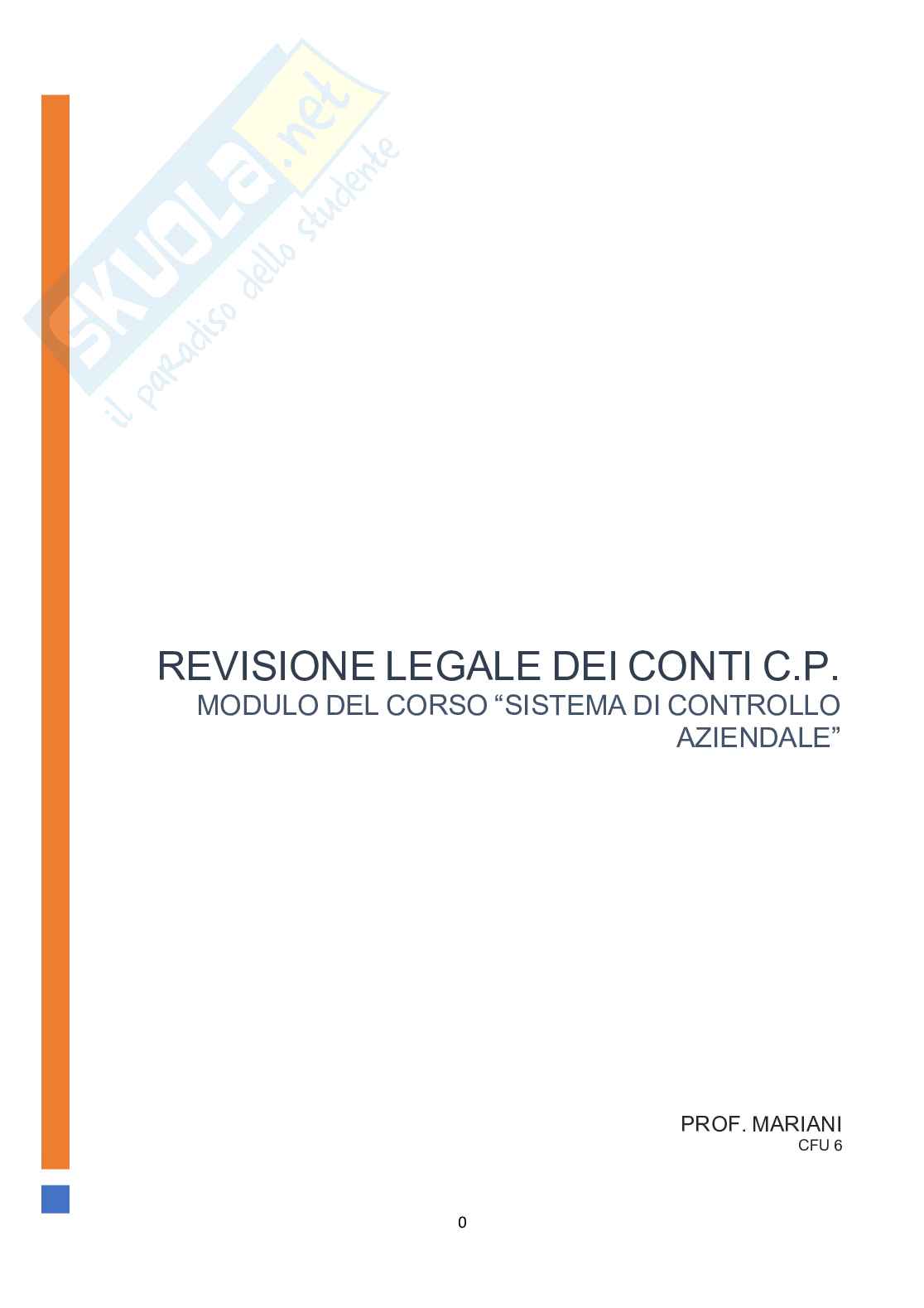 Appunti Revisione legale dei conti