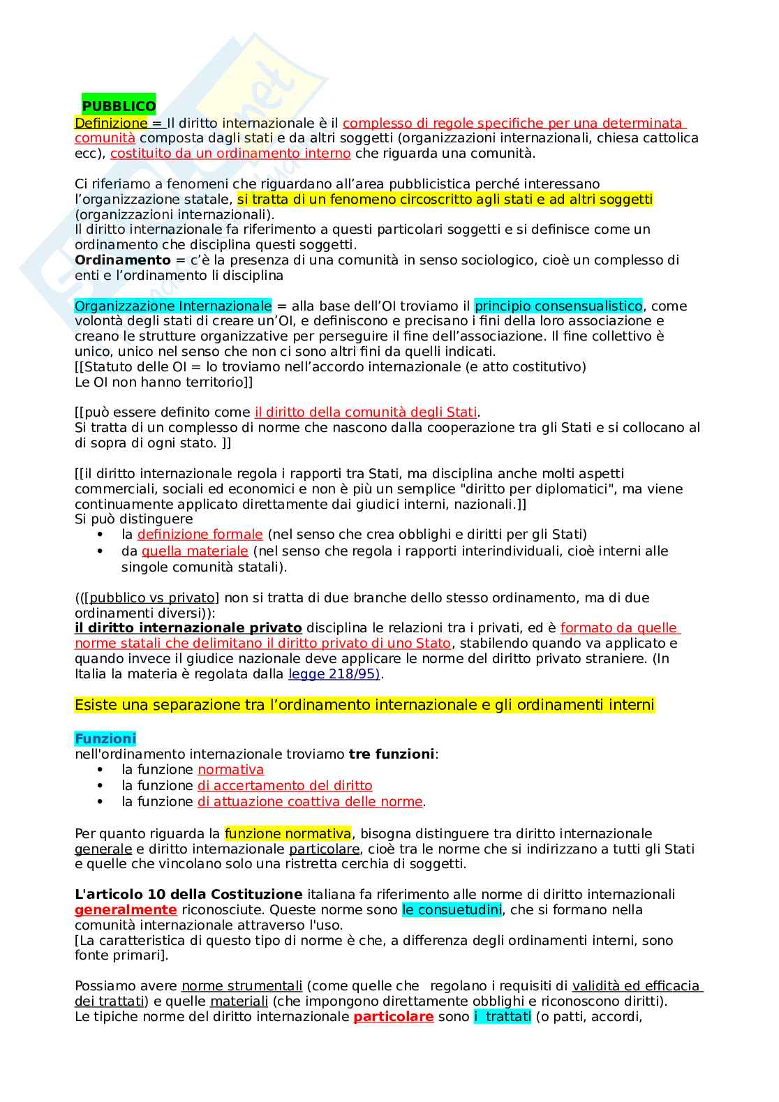Diritto internazionale (pubblico e privato)