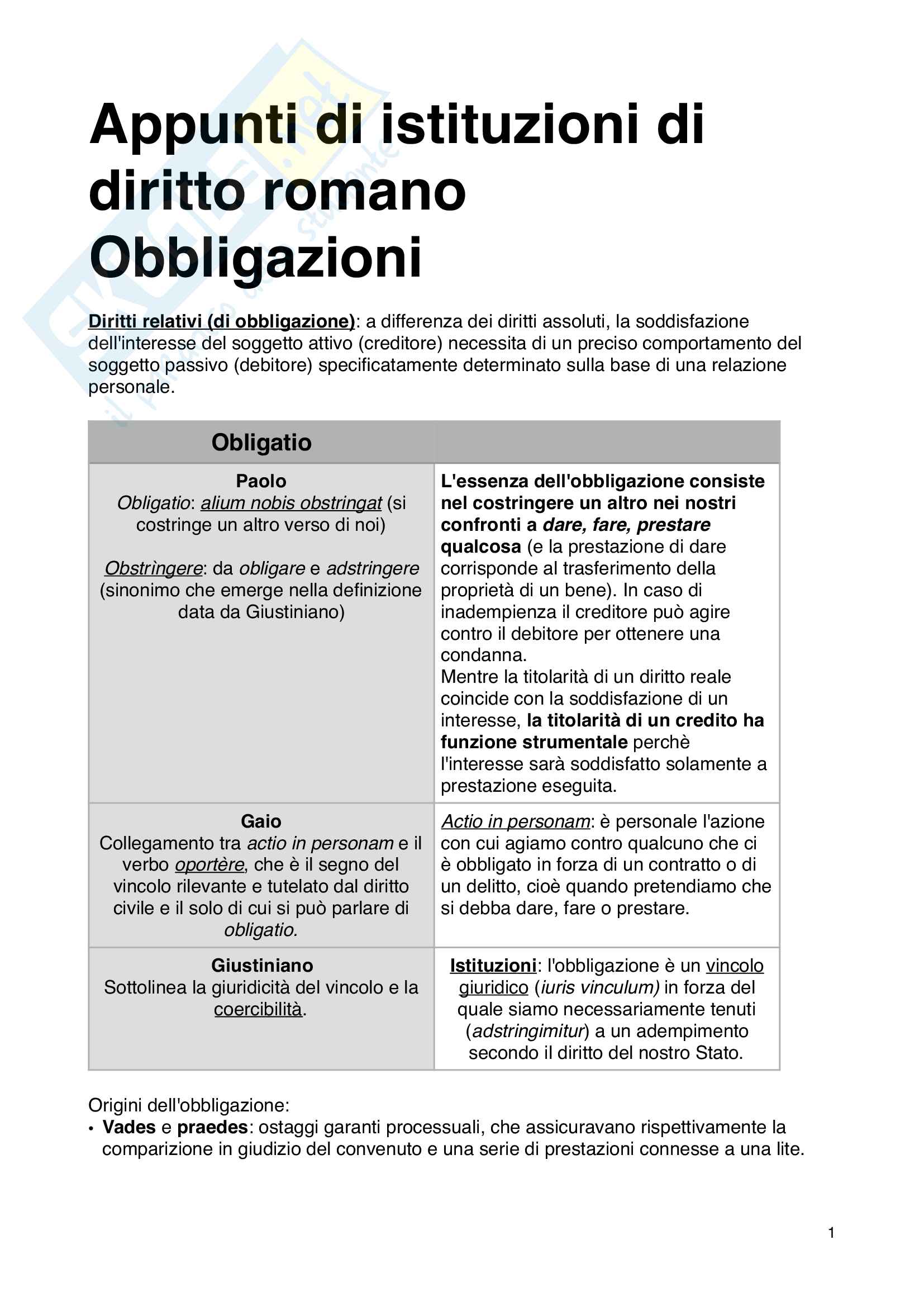 Nozioni corso: Appunti di diritto romano