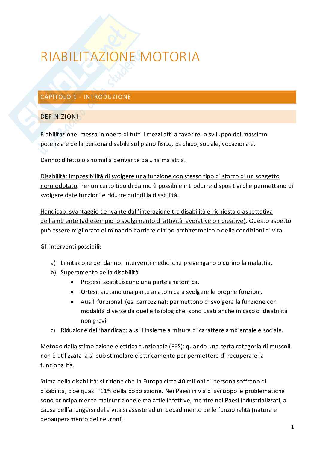 Lezioni di Riabilitazione Motoria