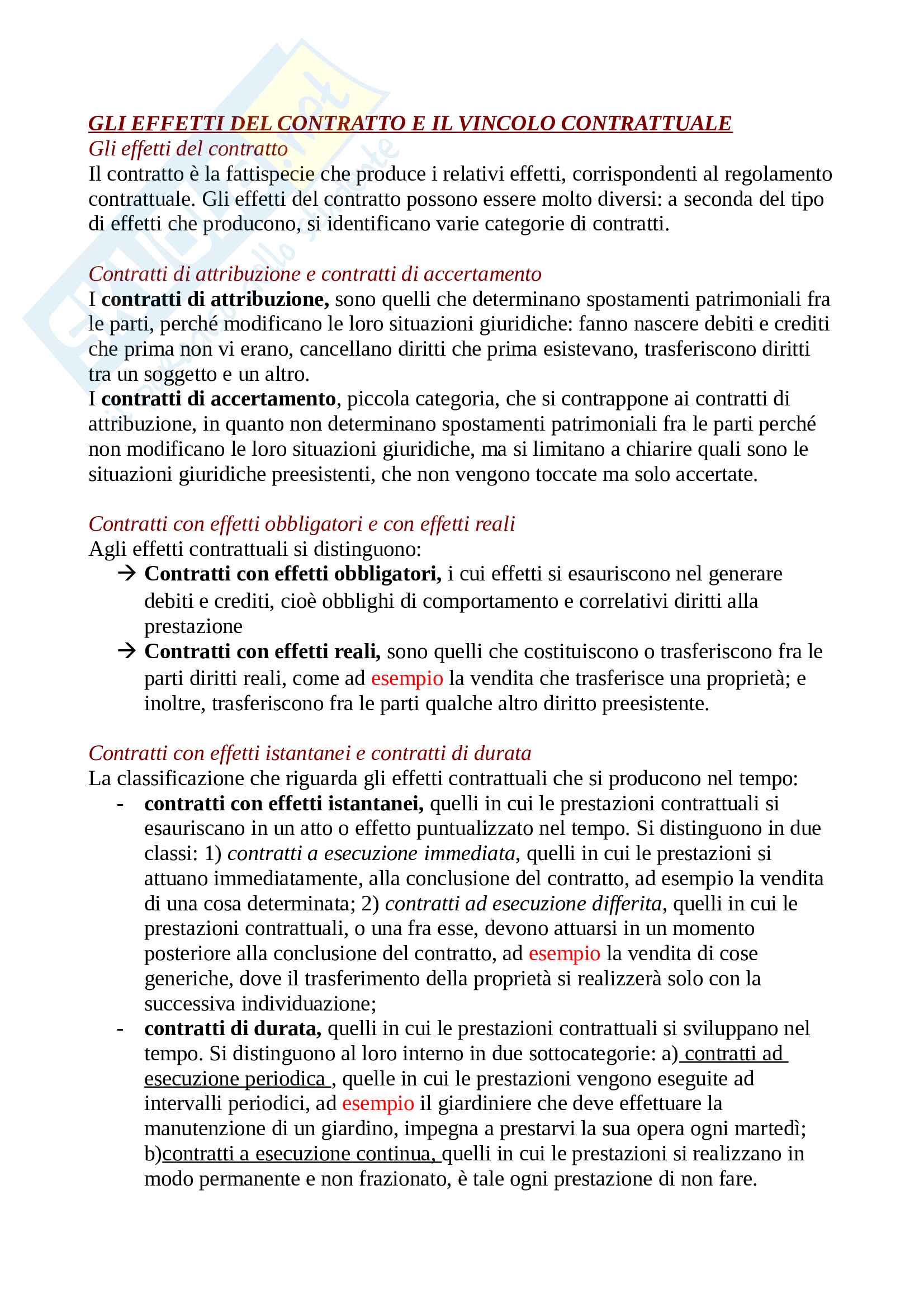 Gli effetti del contratto e il vincolo contrattuale