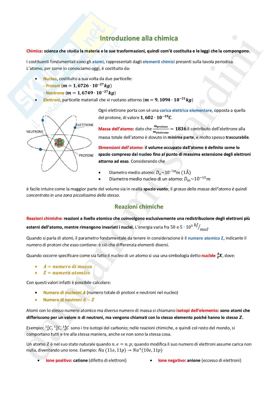 Appunti di chimica scritti al computer