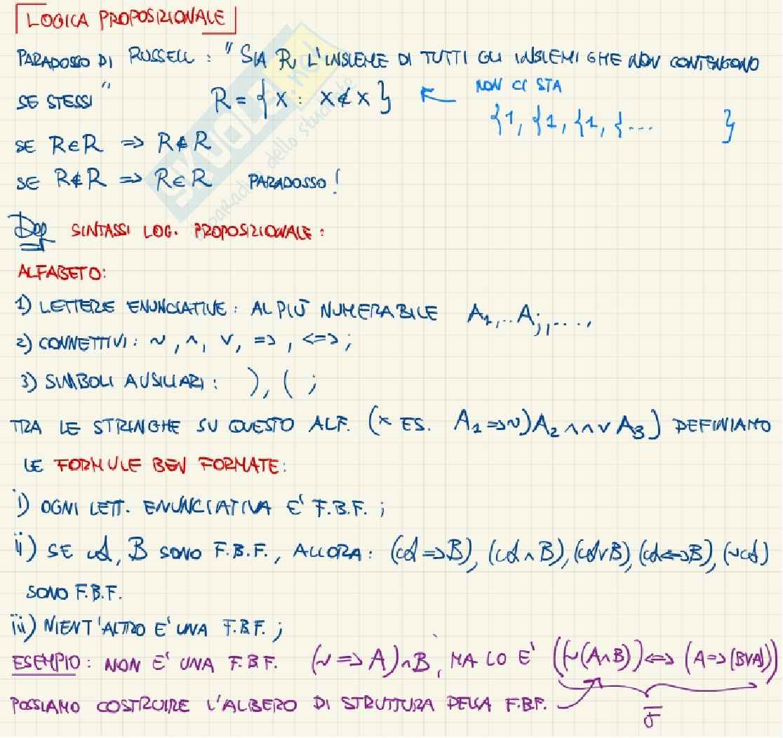 Logica proposizionale e Logica del primo ordine