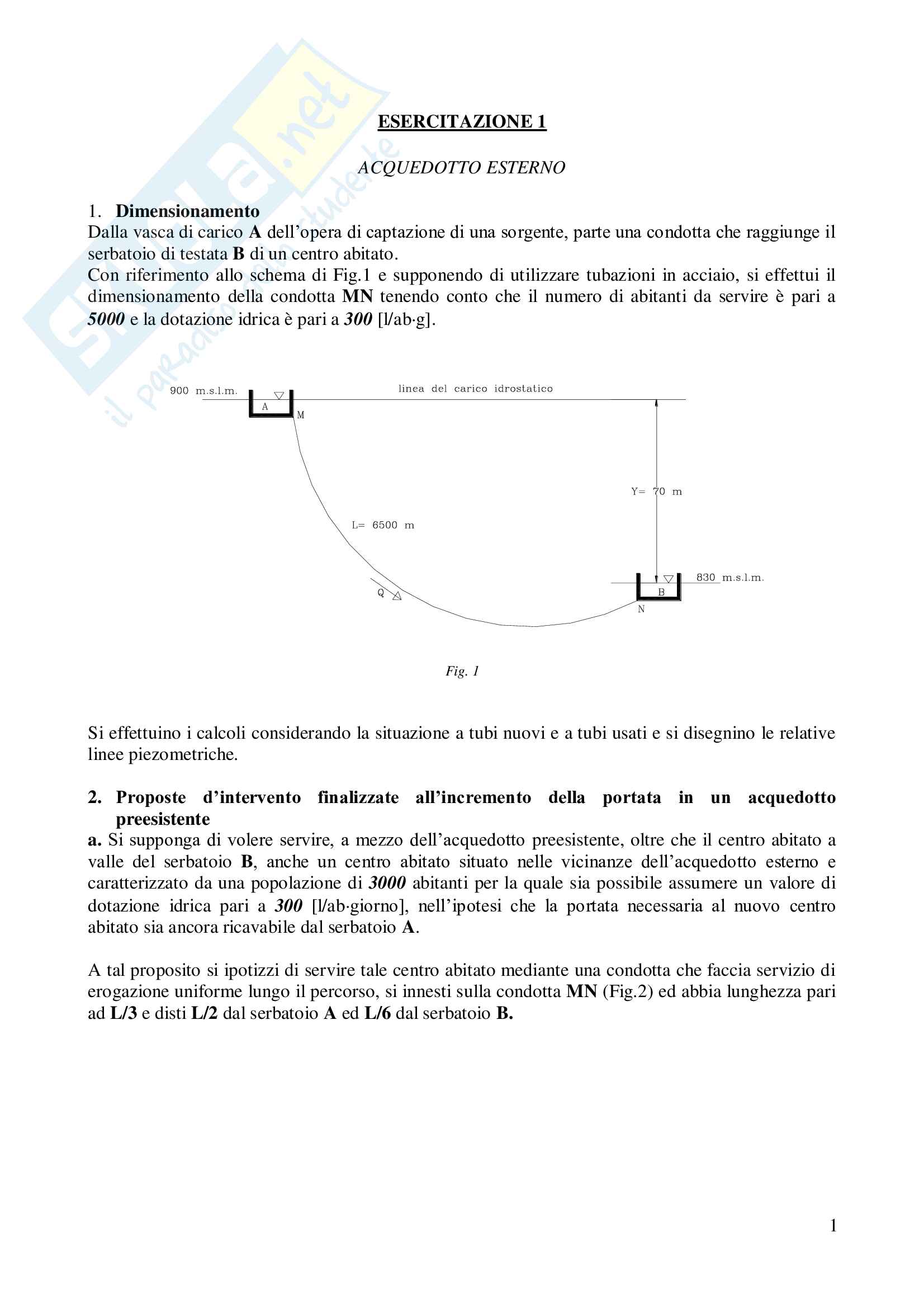 Esercitazioni - Prove d'Esame svolte - Acquedotto Esterno