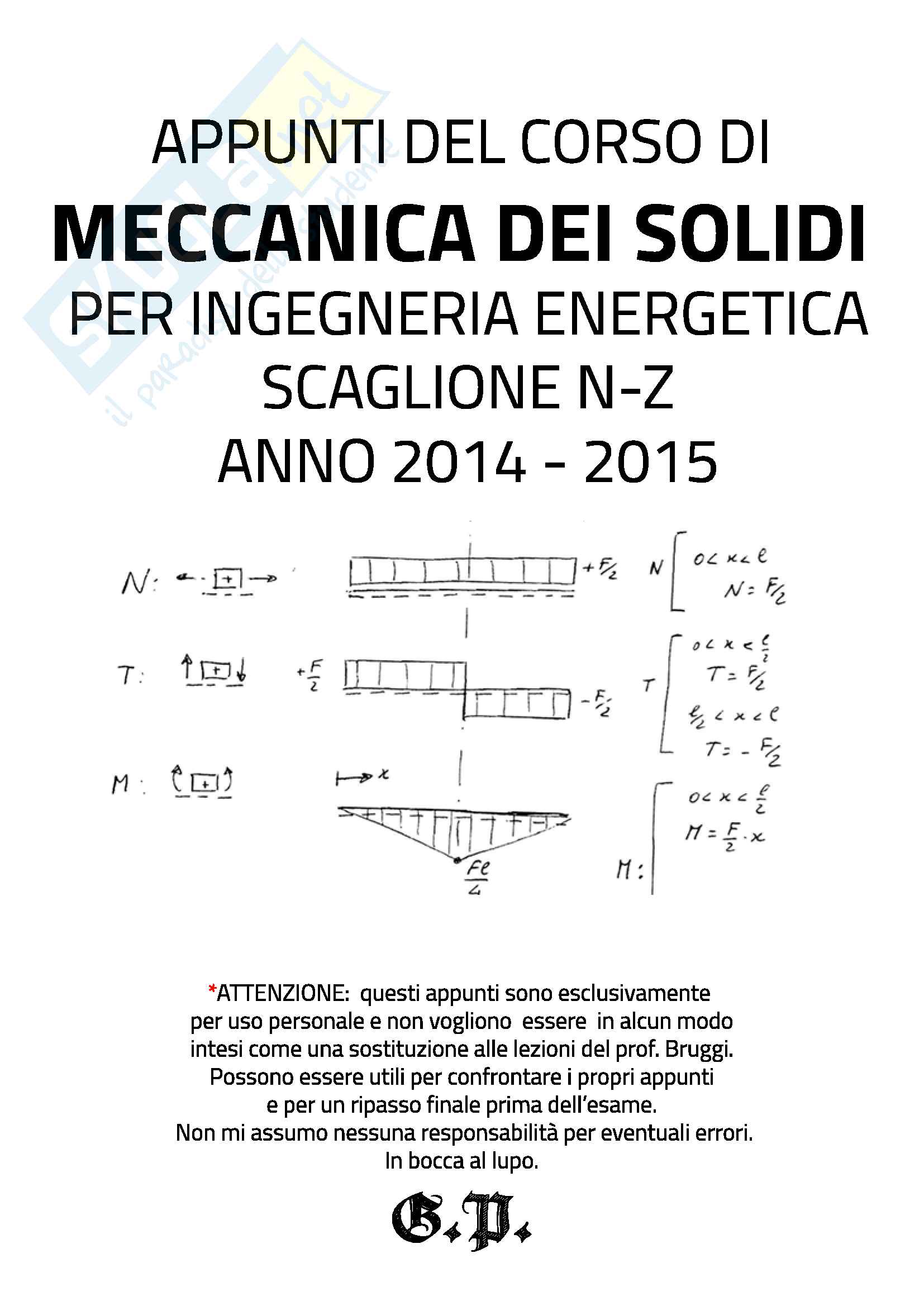 Lezioni: Appunti di Meccanica dei solidi