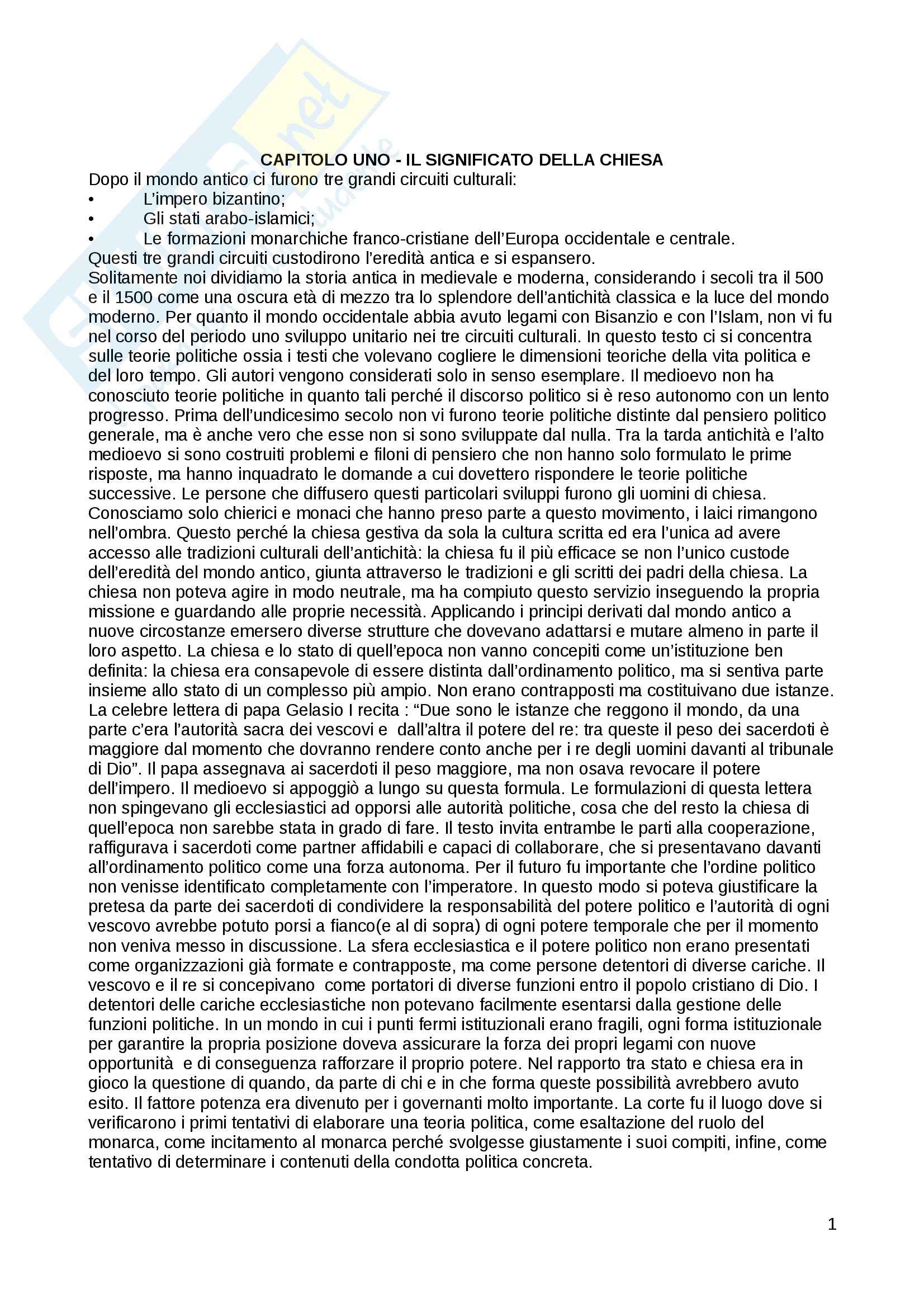 Riassunto esame Cultura e Linguaggi Politici nel Medioevo, prof ...