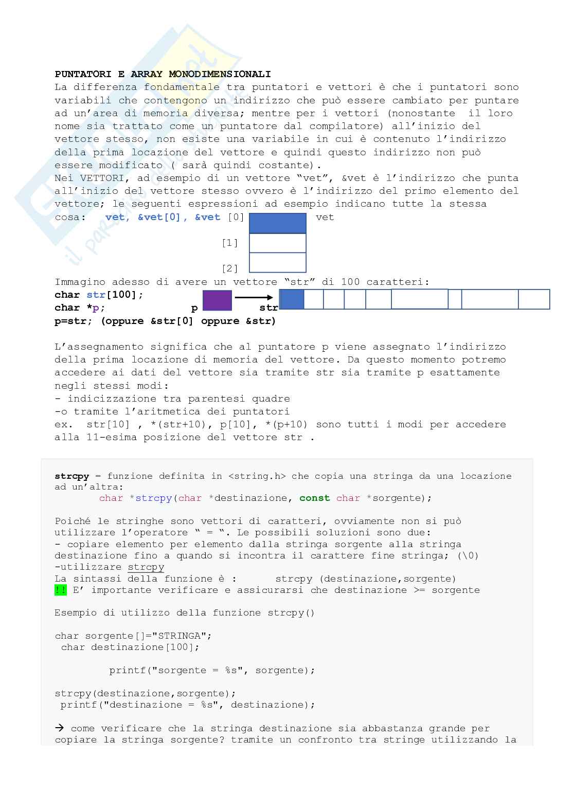 Puntatory e array- programmazione in C