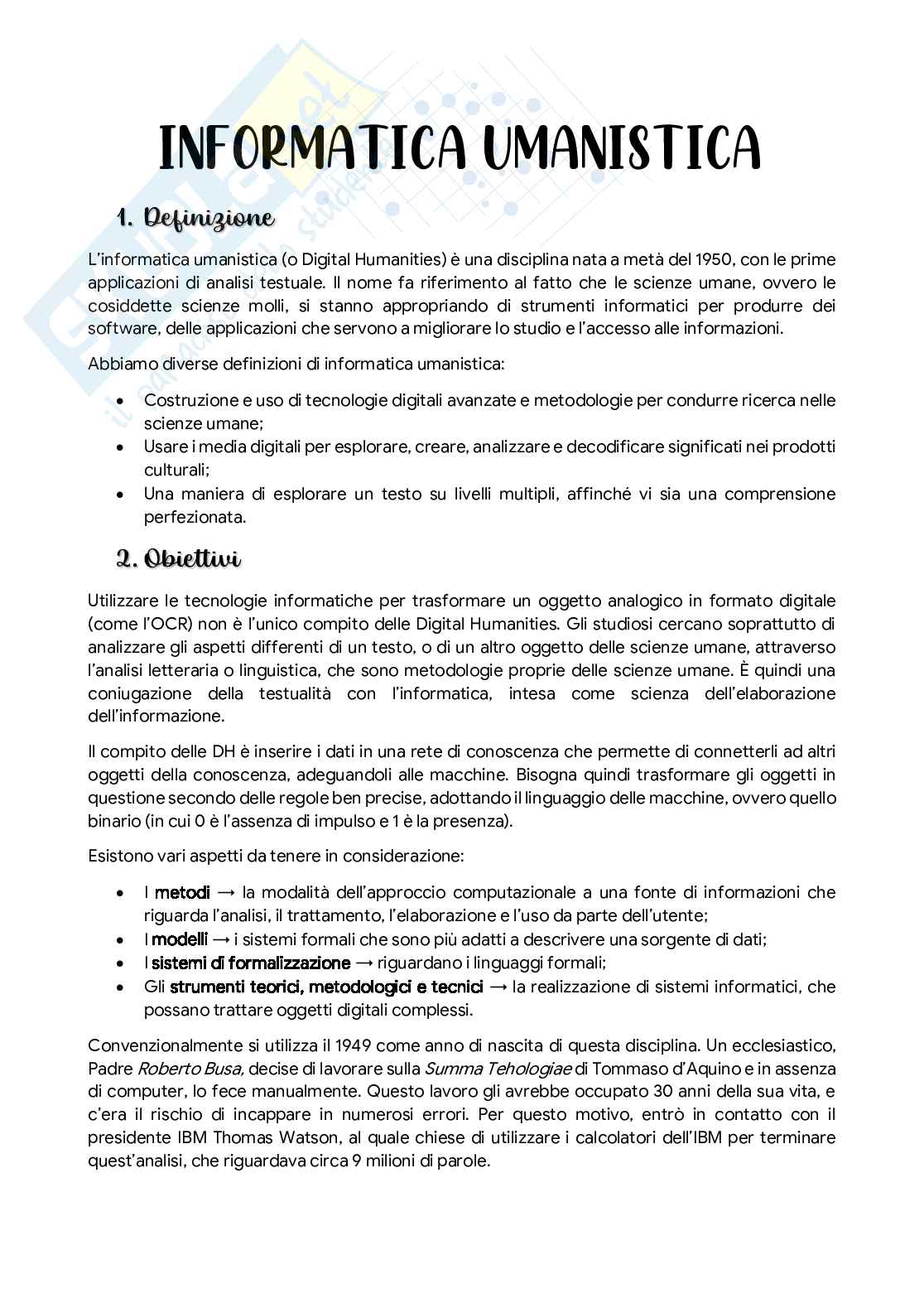 Esame completo Informatica umanistica