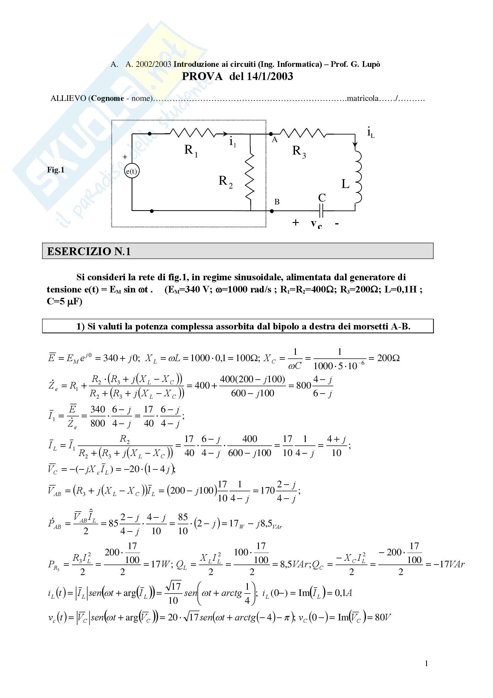 Introduzione ai circuiti - Esercizi vari