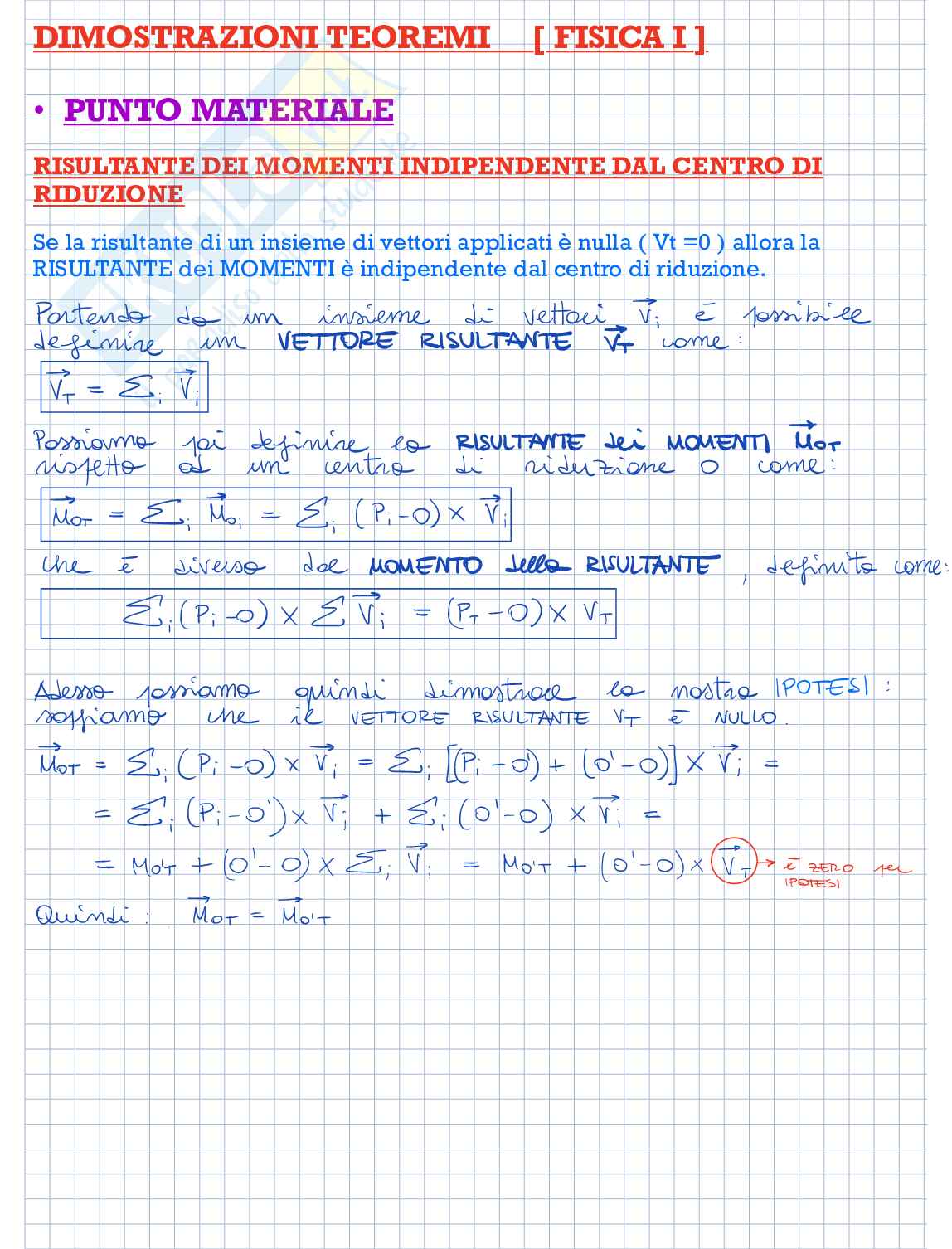 Dimostrazioni Teoremi Fisica 1