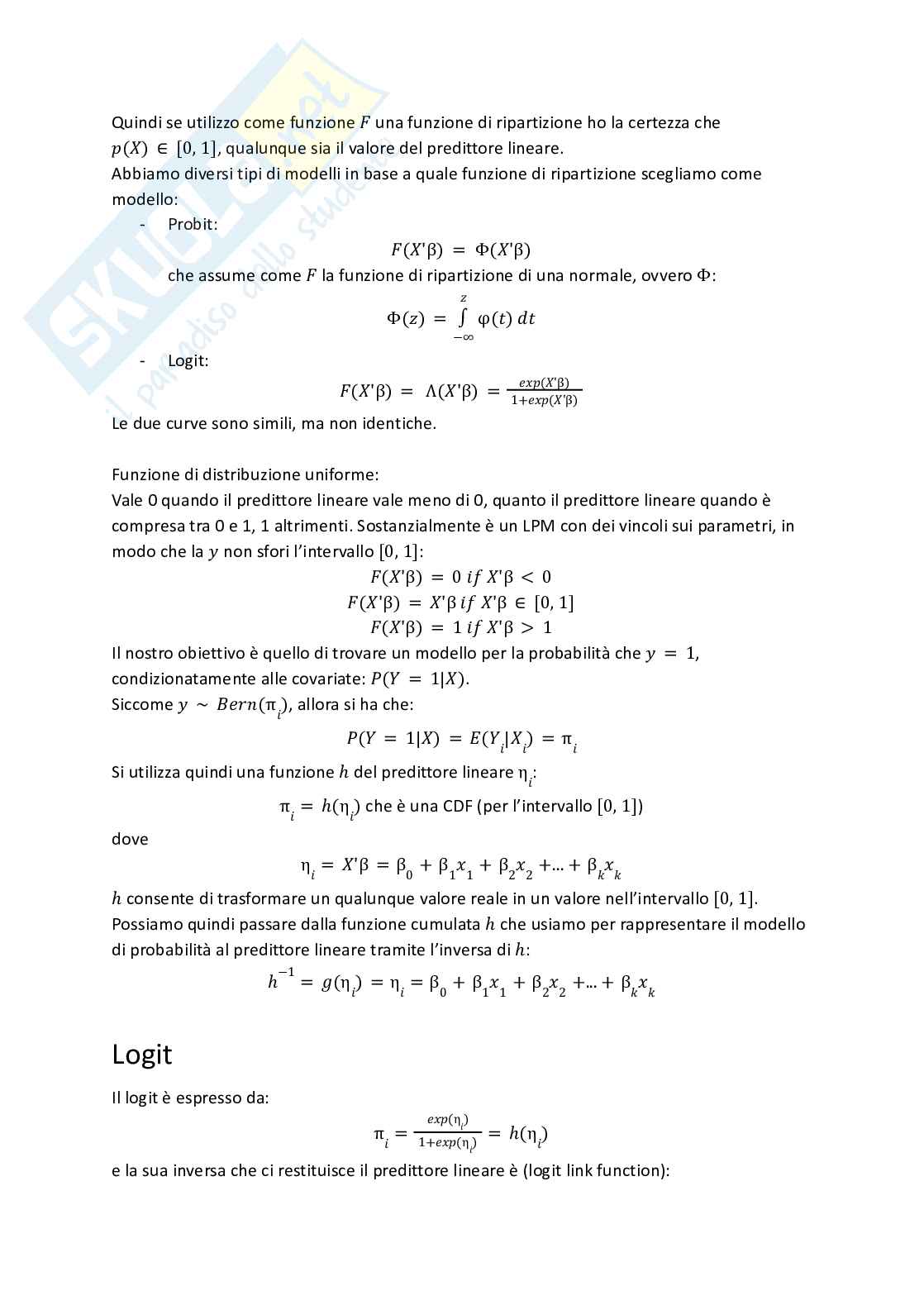 Riassunto Esame Advanced Statistical Models Prof Grilli Leonardo