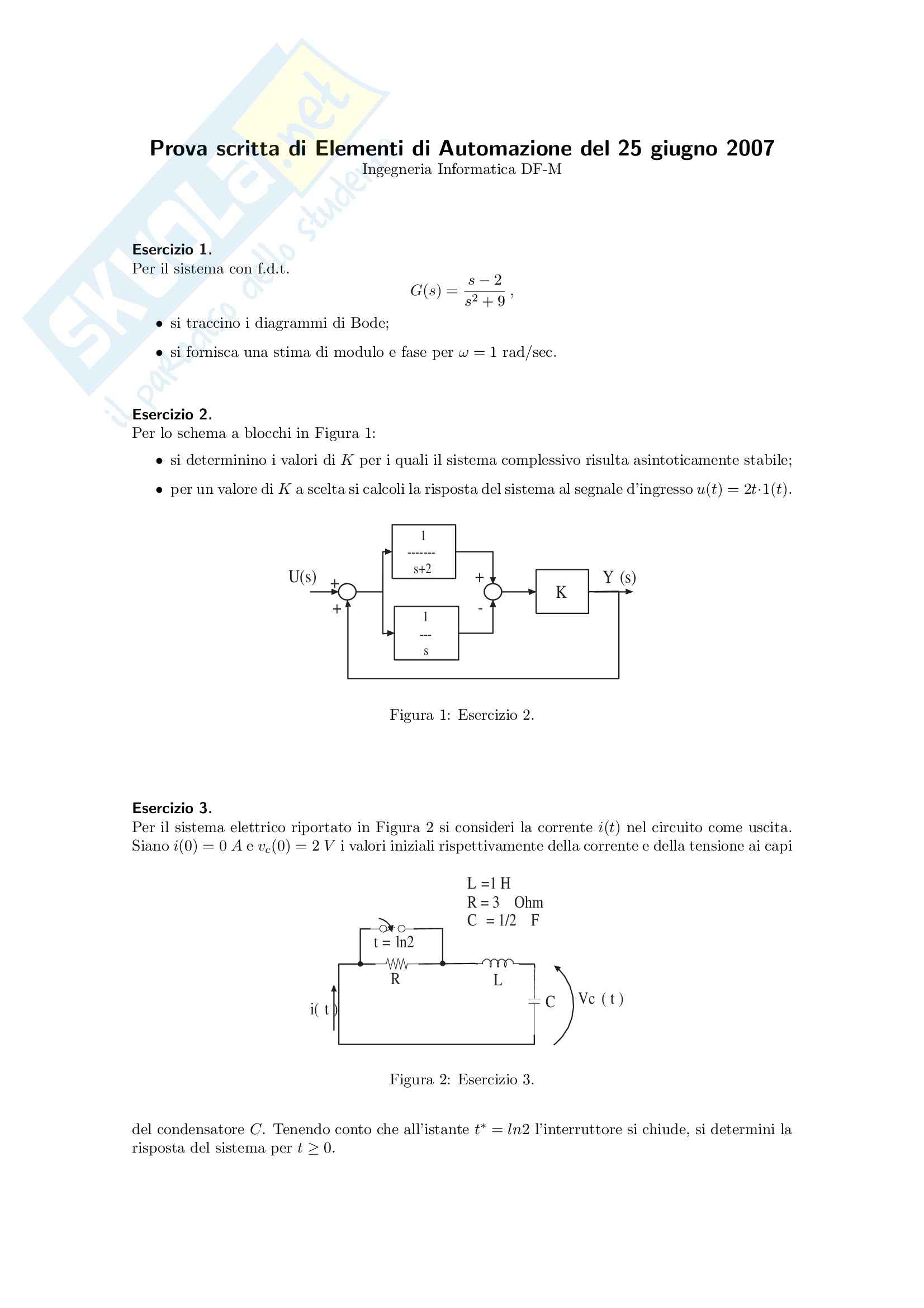 Esercitazioni: Esercitazione di Elementi di automazione