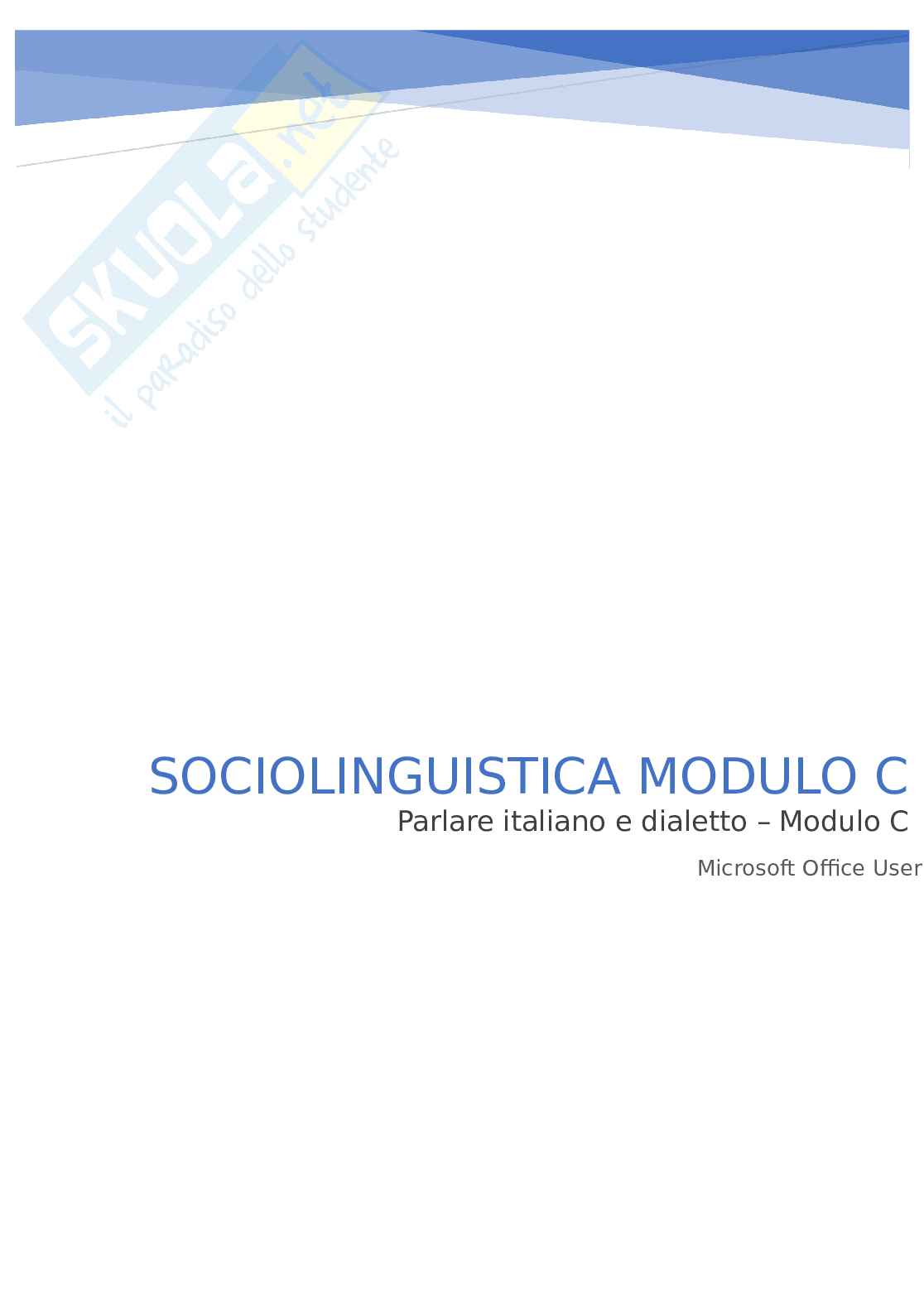 Modulo C di sociolinguistica