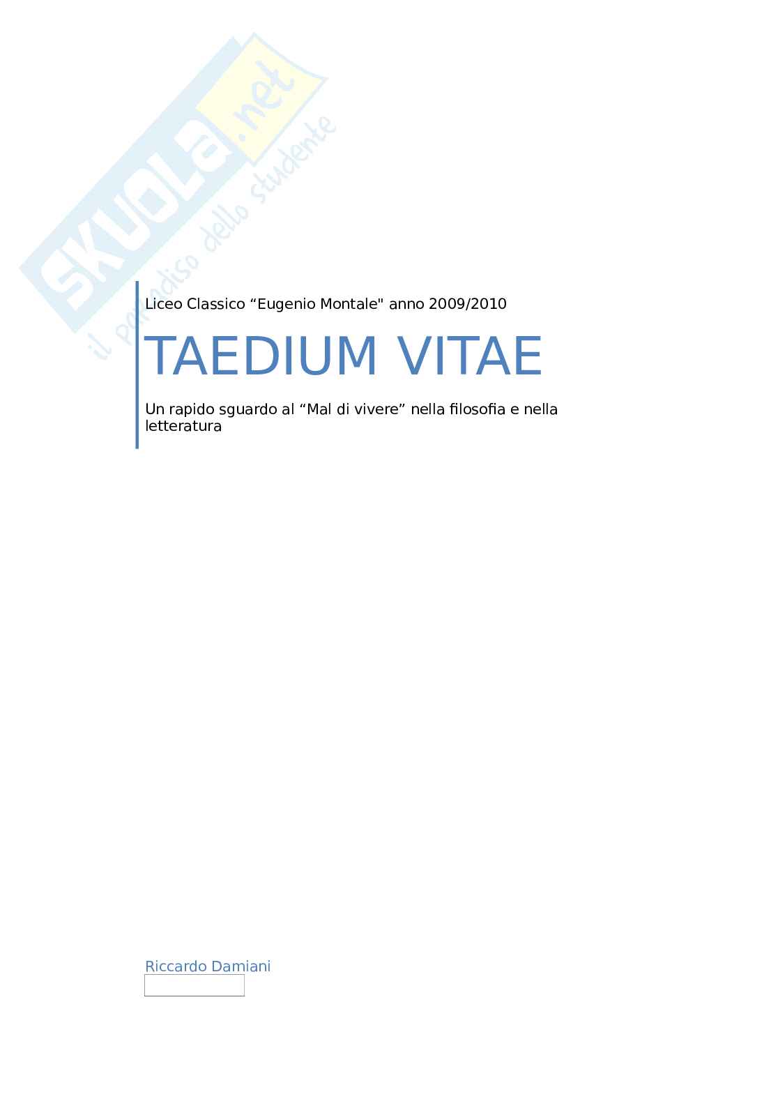 Male di vivere - Taedium Vitae
