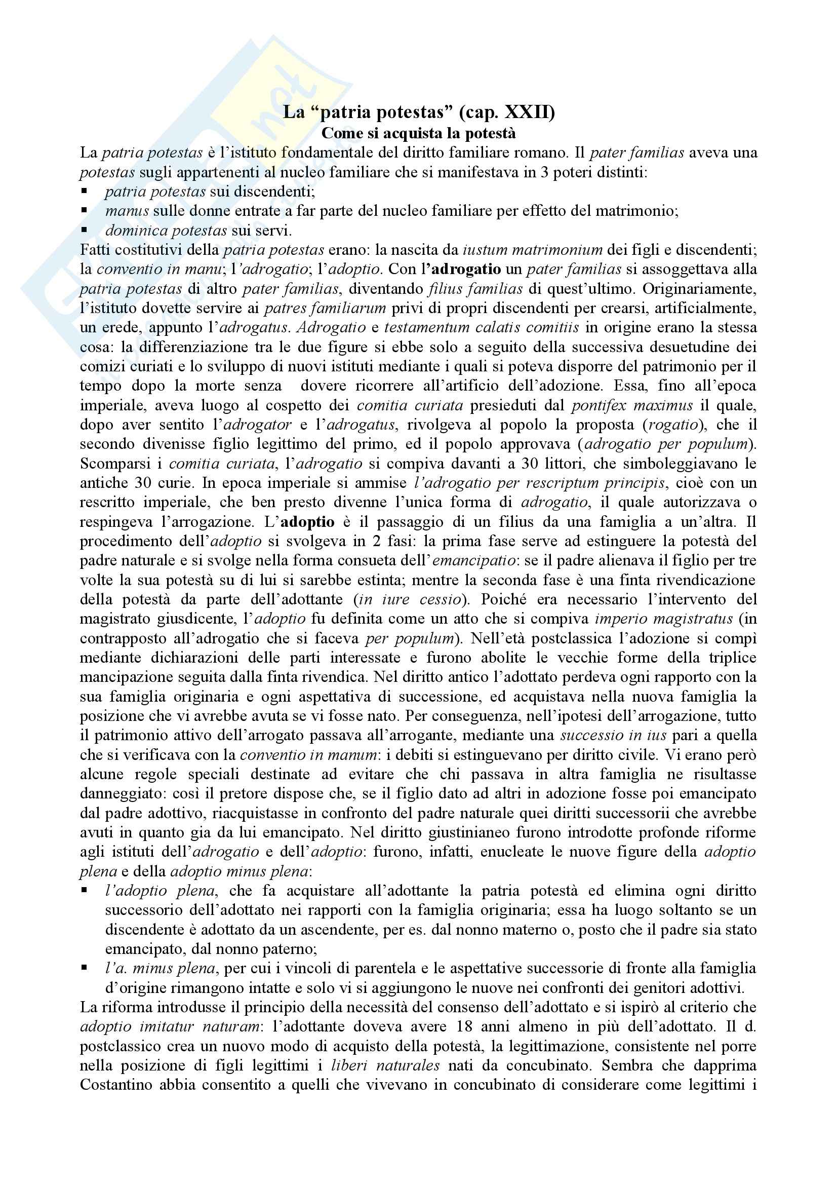 Diritto romano - la patria potestas