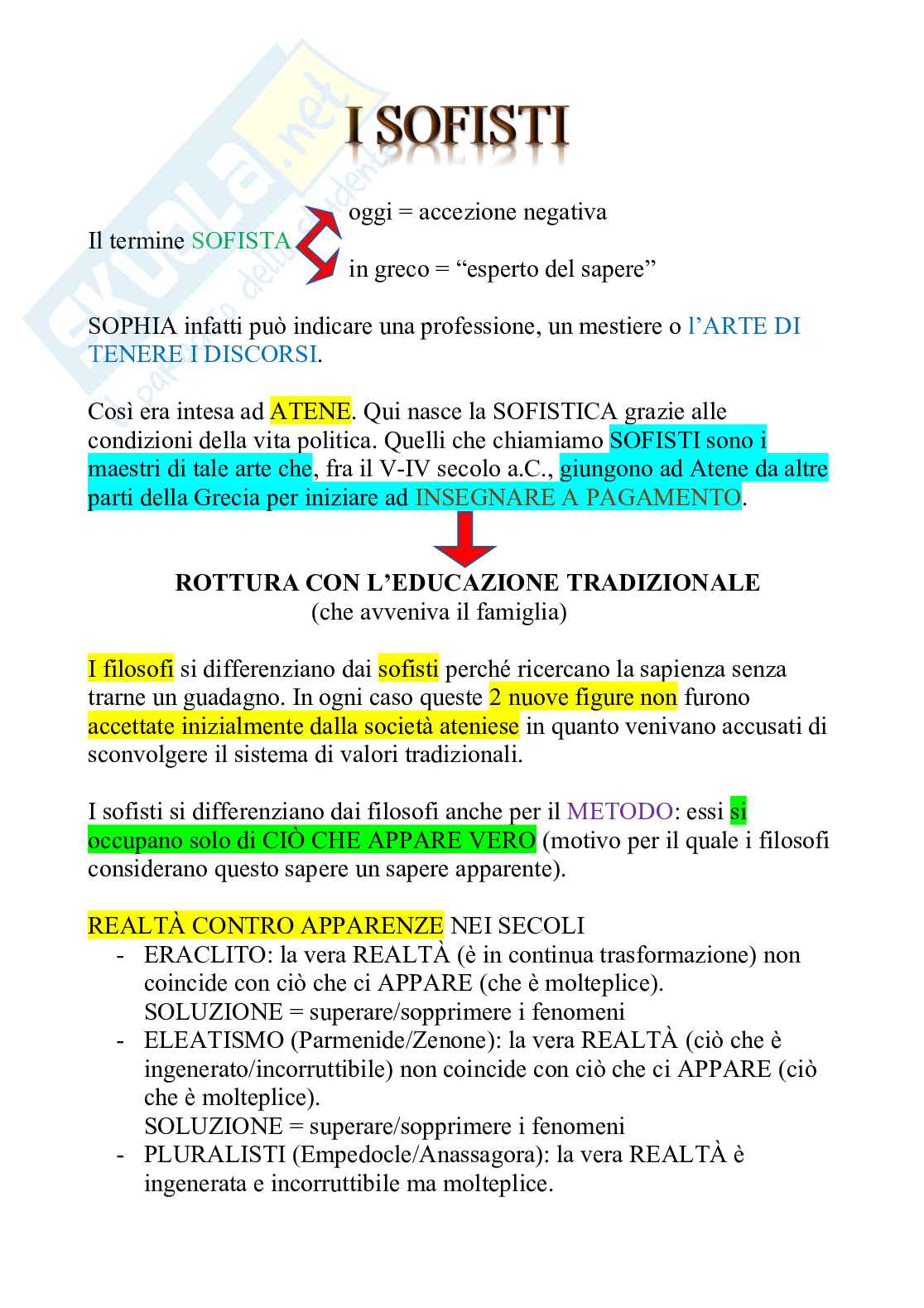 Socrate e i sofisti Protagora e Gorgia