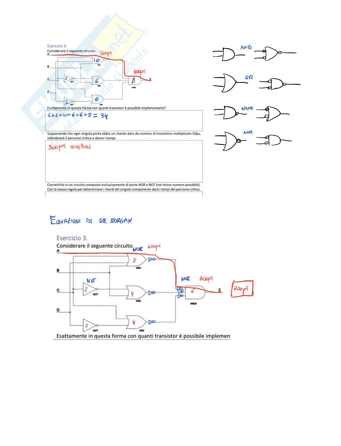 Tutti gli esercizi su porte logiche e ritardi