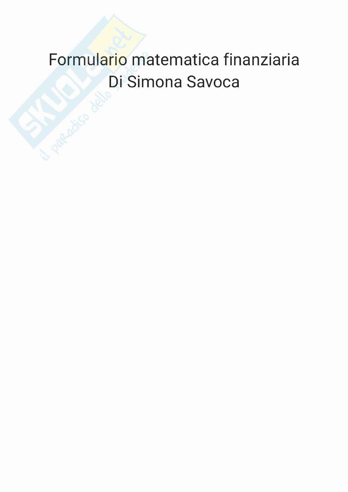 Formulario matematica finanziaria