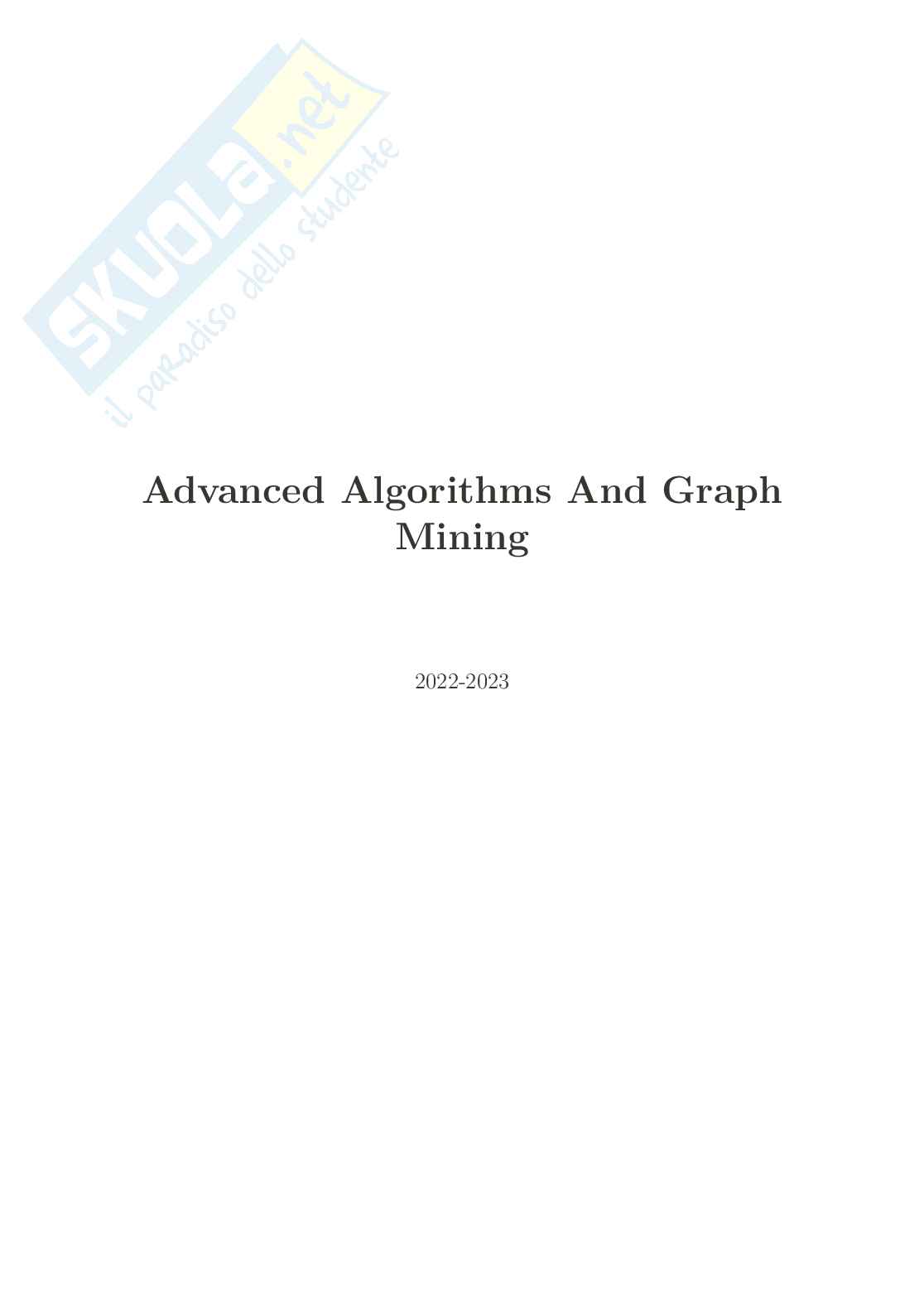 Appunti di Advanced algorithms and graph mining