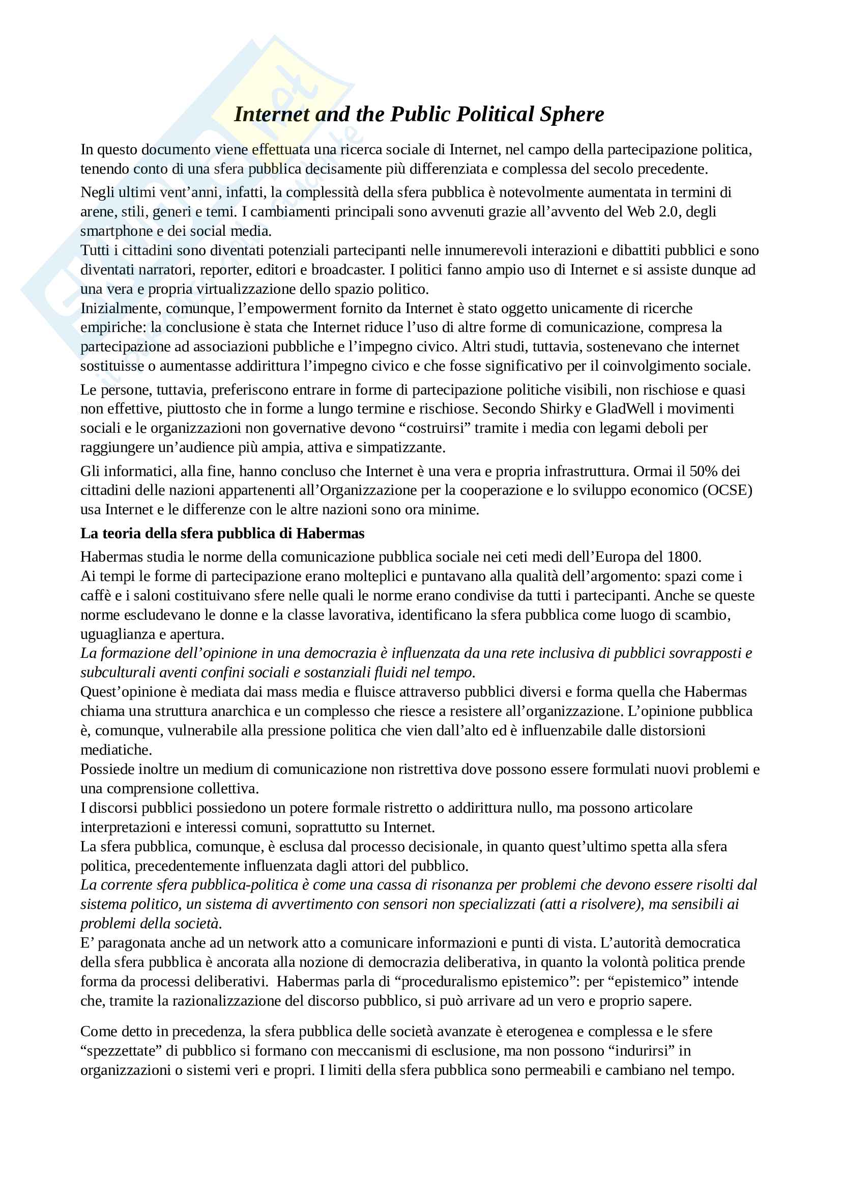 Internet and the Political Public Sphere