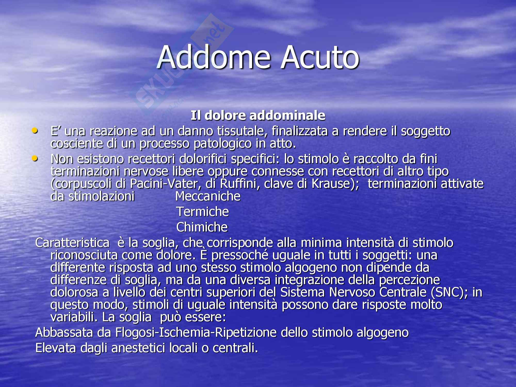 Addome Acuto definizione e dolore