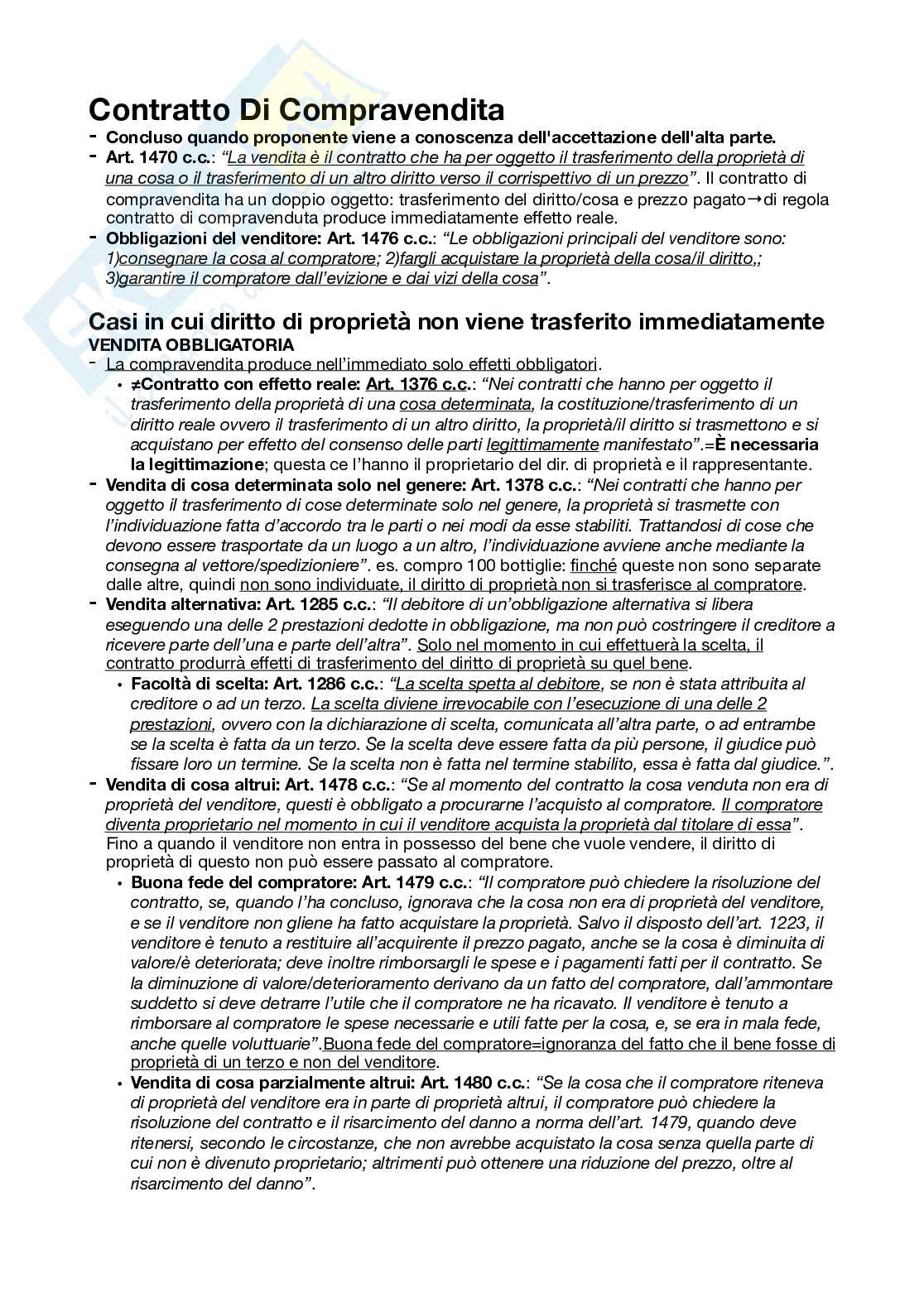 Contratto di compravendita