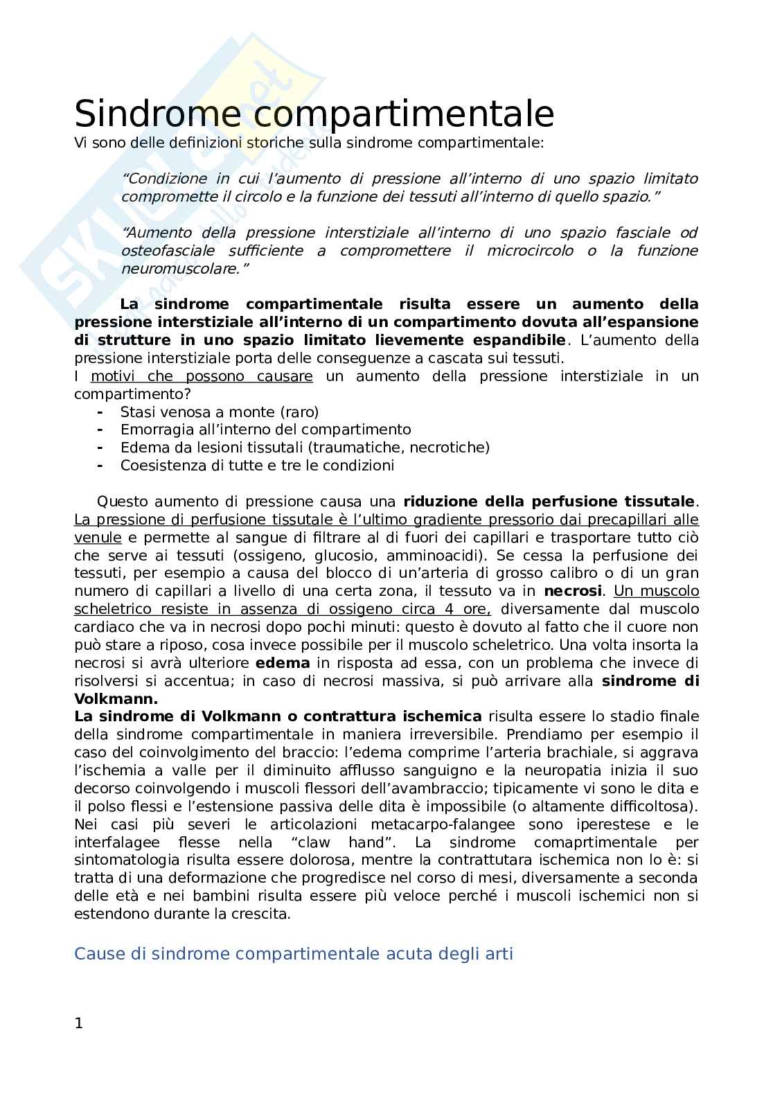 Sindrome compartimentale e fratture femore approfondimento
