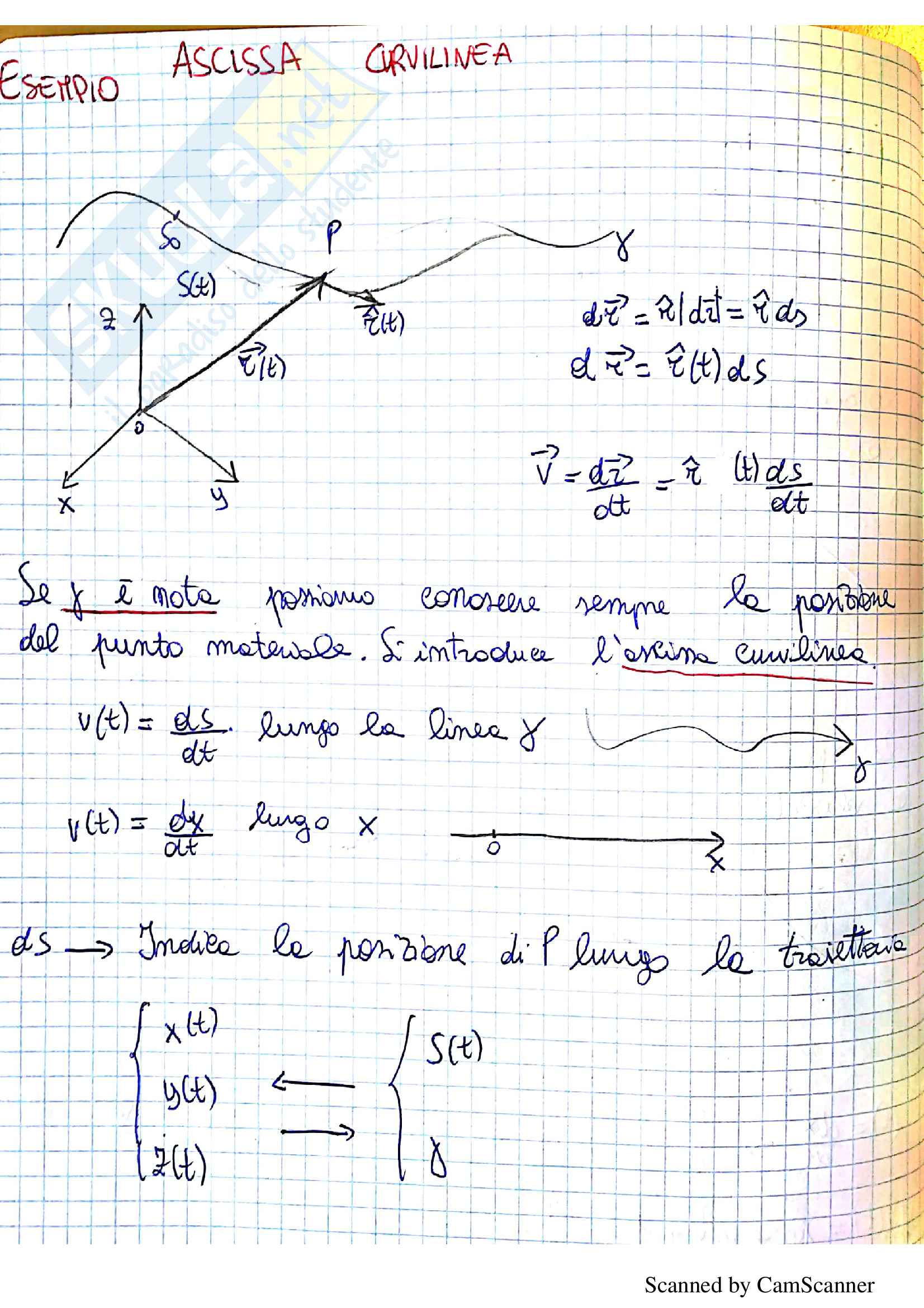 Ascissa Curvilinea, Accelerazione Media e Istantanea: definizioni varie