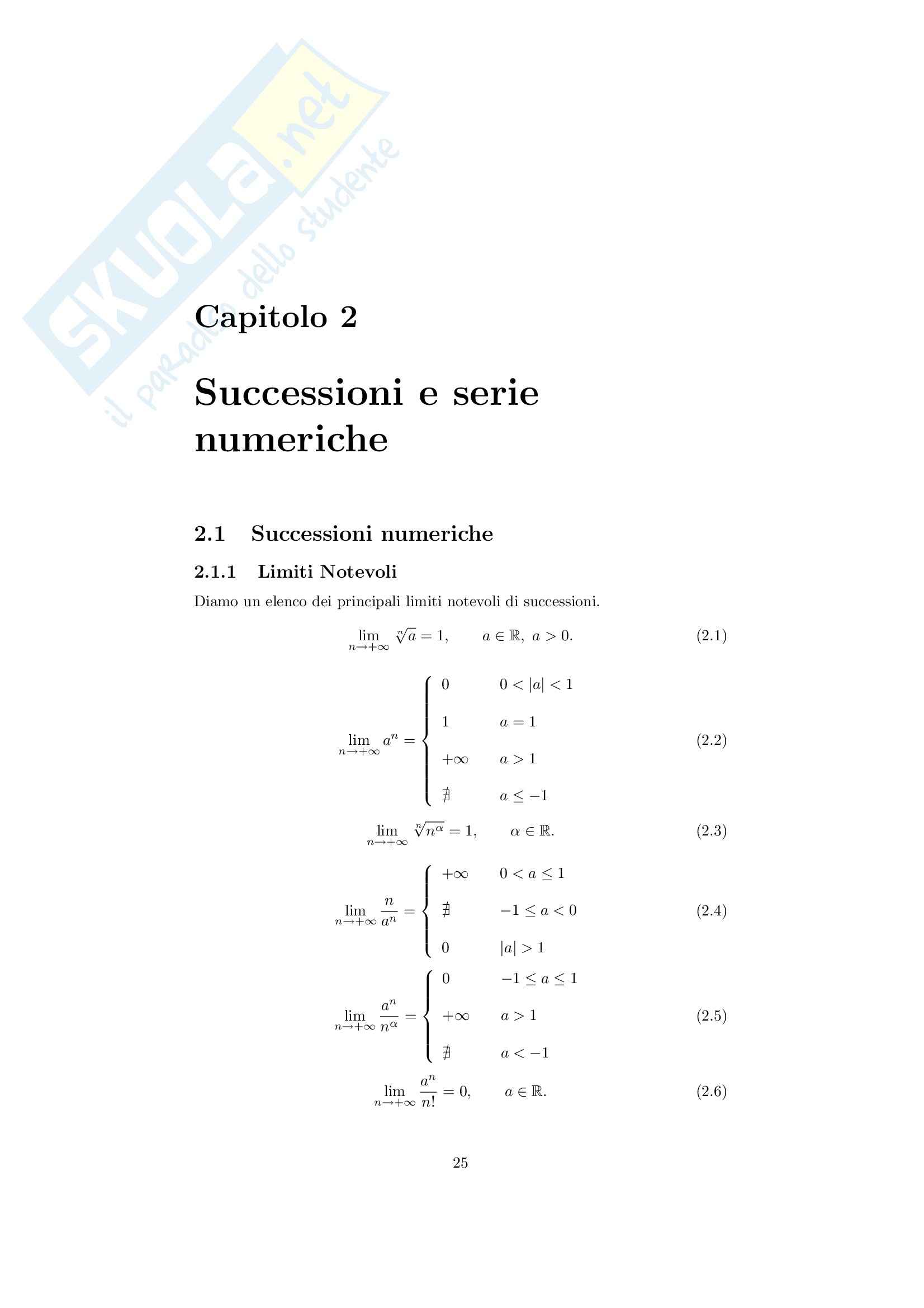 Analisi matematica 1 - Note ed esercizi svolti su Successioni e serie numeriche