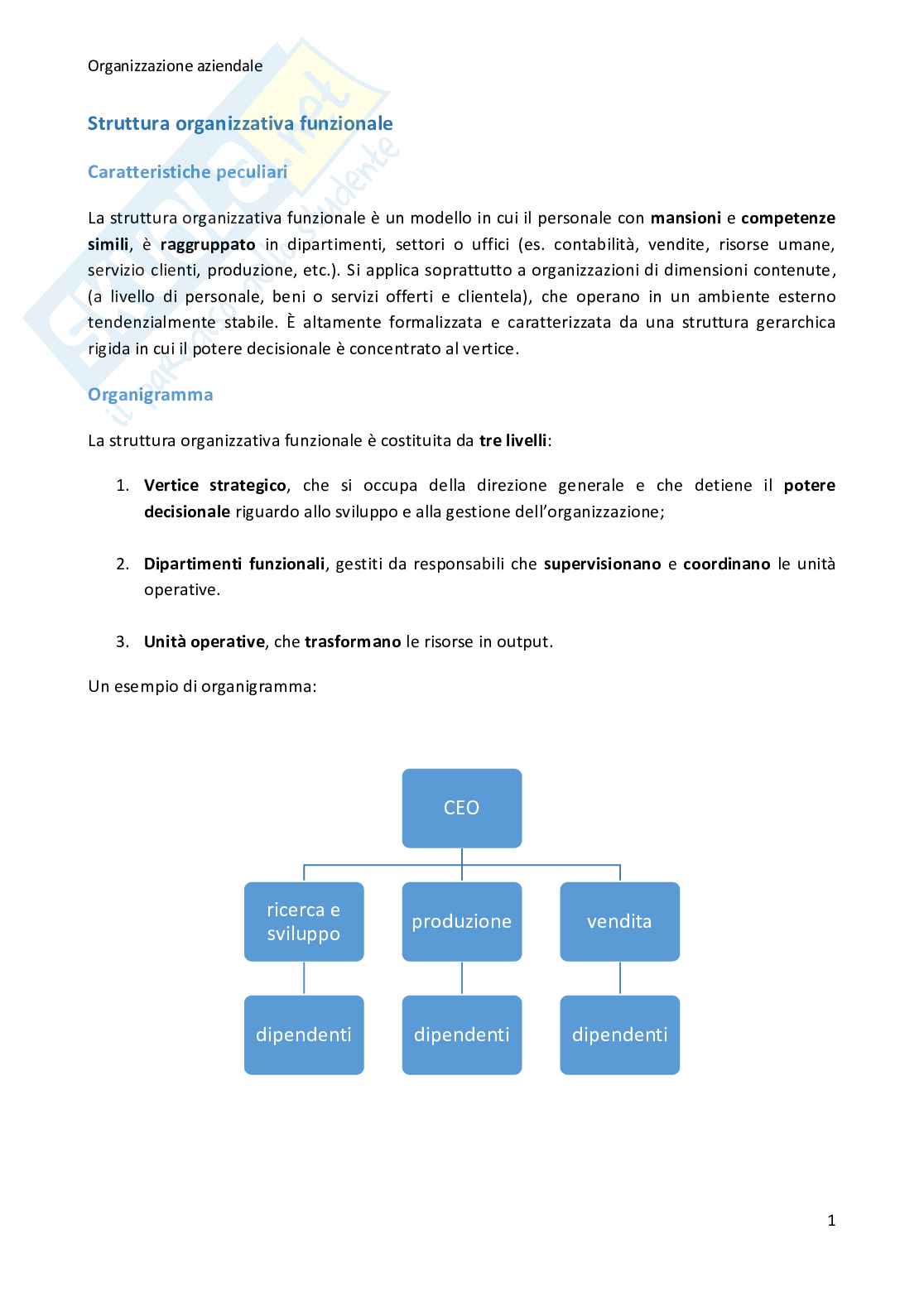 Struttura organizzativa funzionale