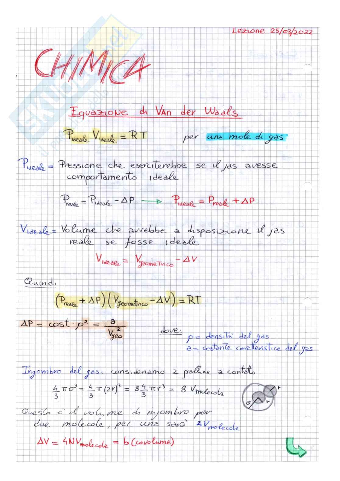 Equazione e Legge di Van Der Waals