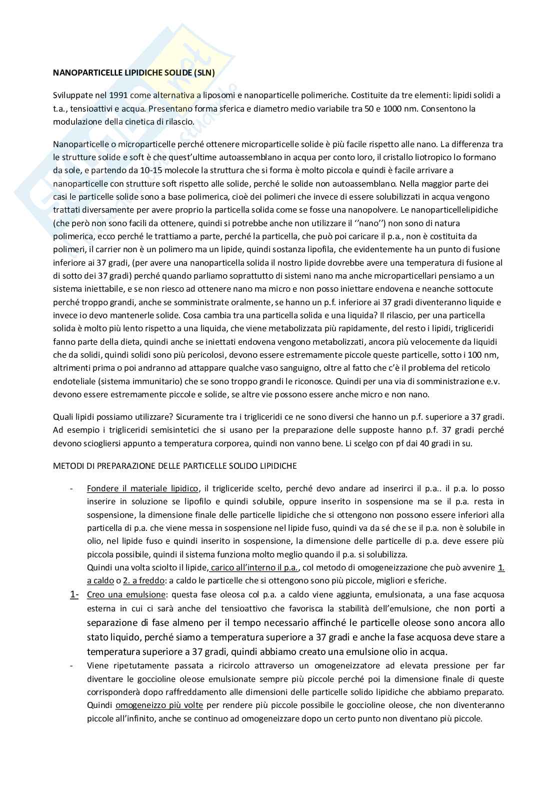 Nanoparticelle lipidiche solide