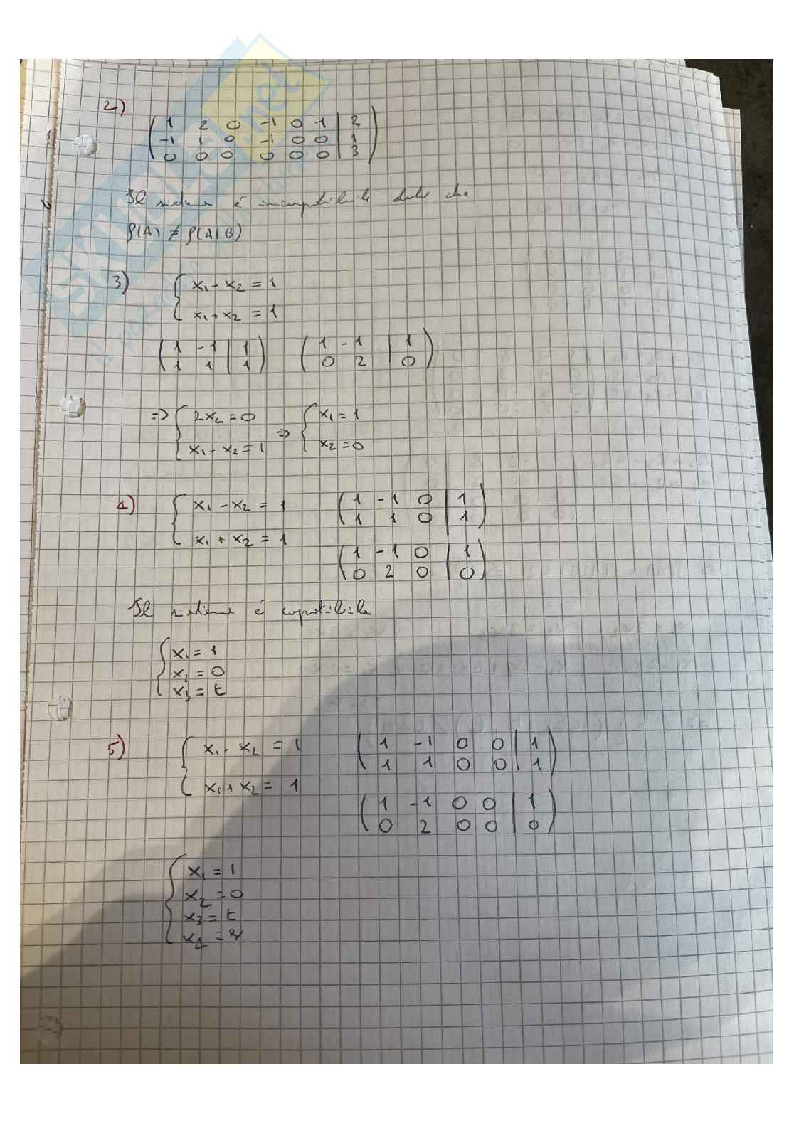 Geometria 1(calcolo matriciale, sistemi lineari, Gram-Schmidt, autovettori)