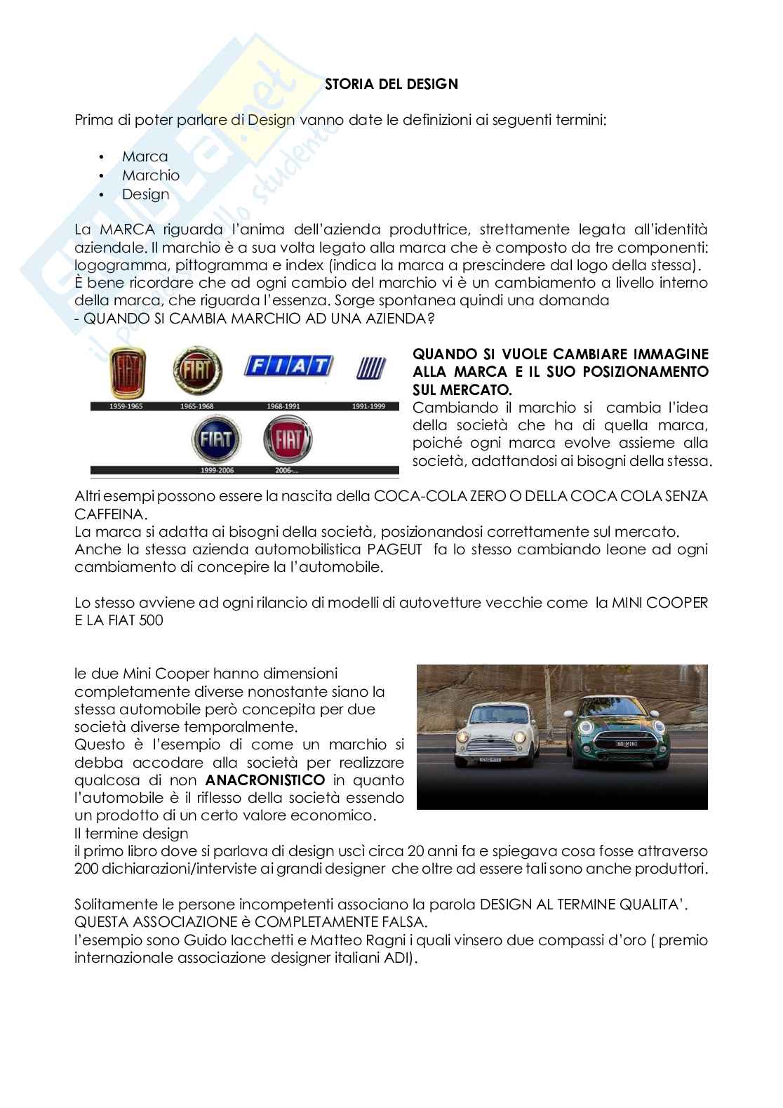 Storia del design - riassunto lezioni