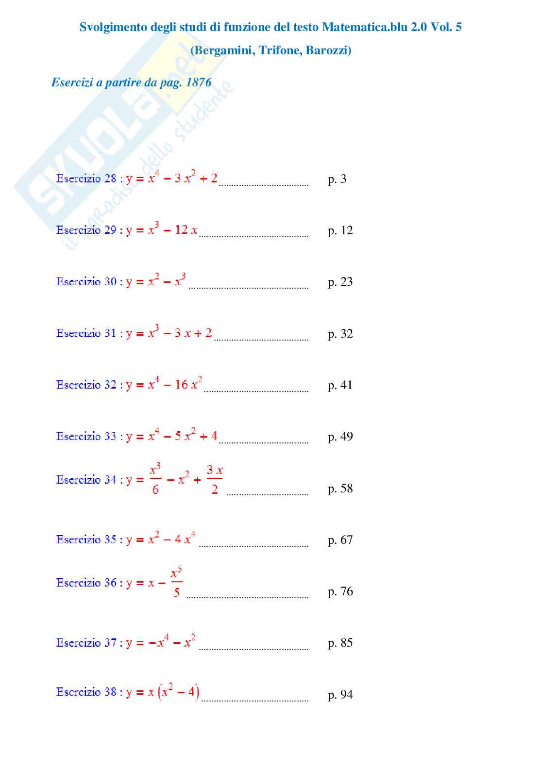 Studi di funzioni polinomiali