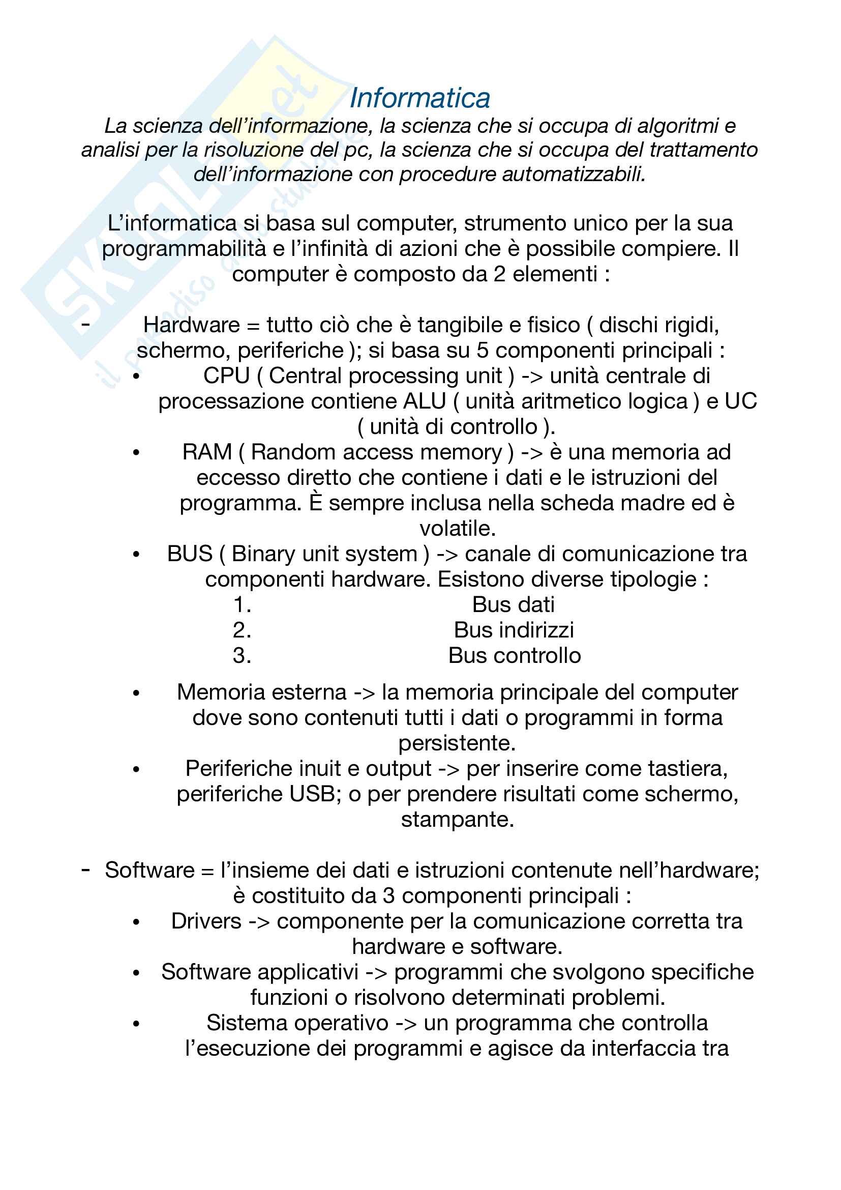 Informatica: Esame completo