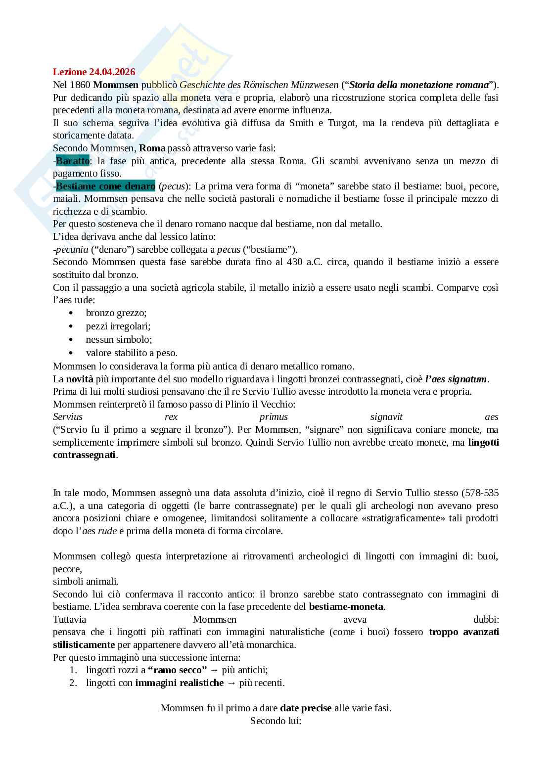 Appunti lezione Storia romana