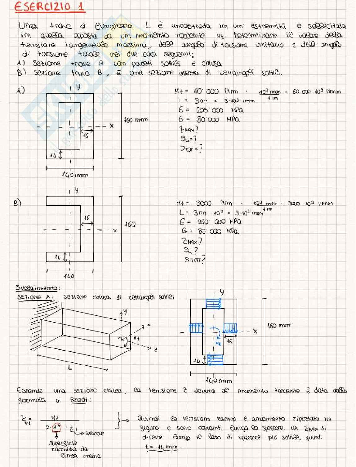 Esercizi di Costruzioni di macchine 1 svolti in aula