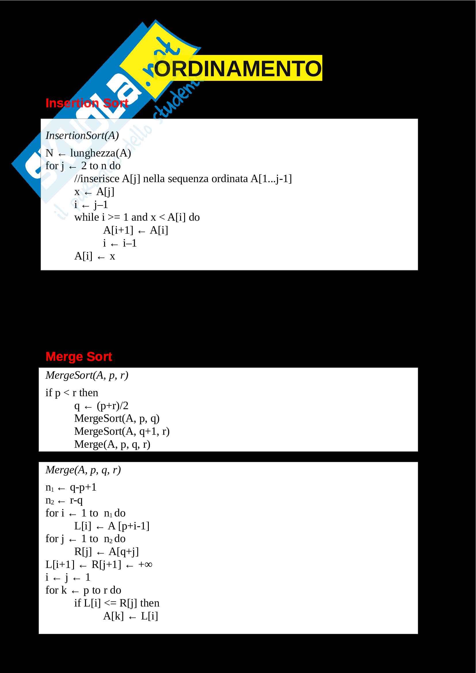 Algoritmi - Ordinamento, strutture dati, alberi, code di priorità e ...